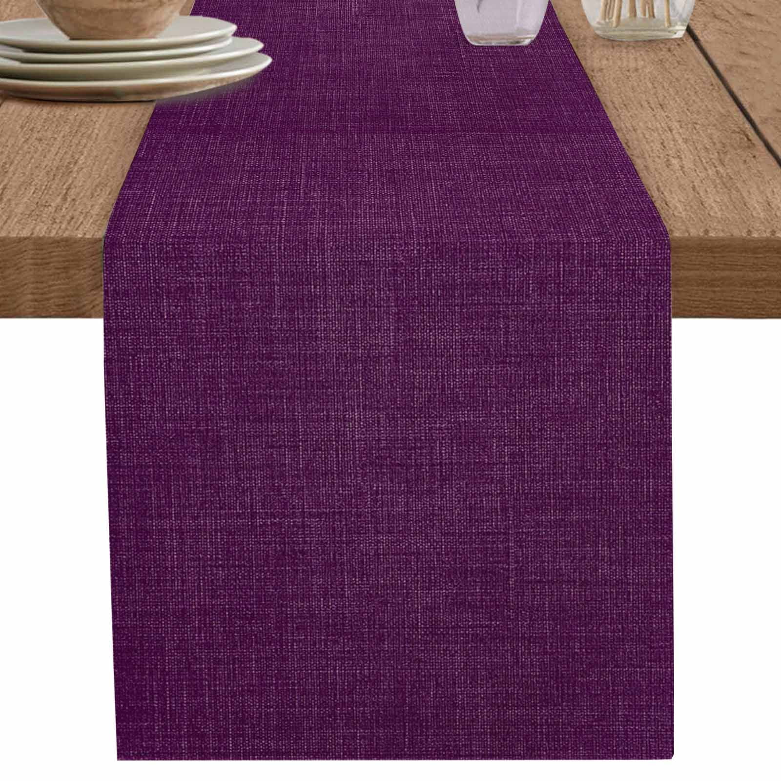 nqOlkjepod Purple Burlap Texture Table Runner 120 Inches Long Farmhouse ...