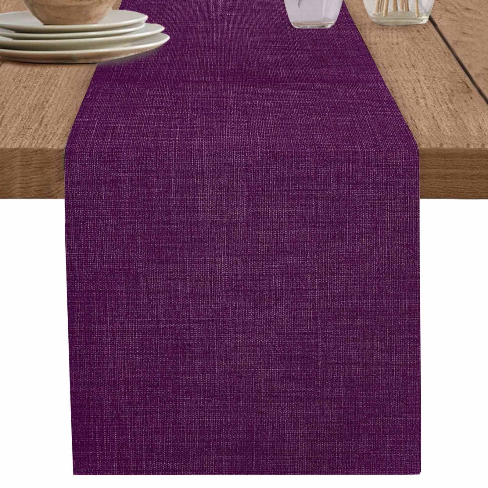 nqOlkjepod Purple Burlap Texture Table Runner 72 Inches Long Farmhouse ...