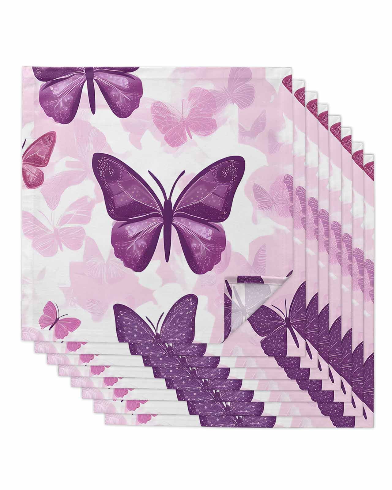 nqOlkjepod Purple Butterfly Cloth Napkins Set of 8 Reusable Dinner ...