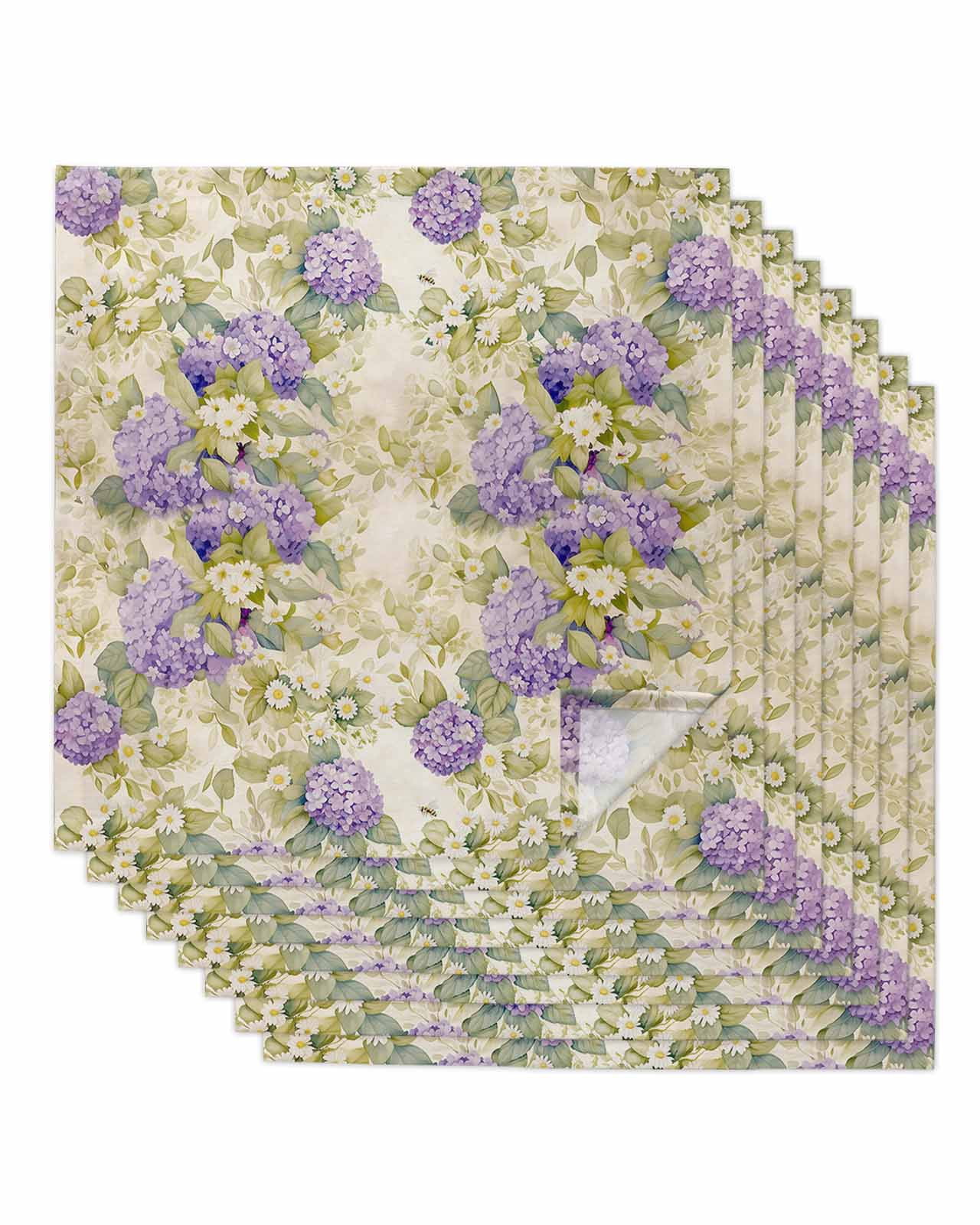 nqOlkjepod Purple Flower Cloth Napkins Set of 8 Reusable Dinner Napkins ...