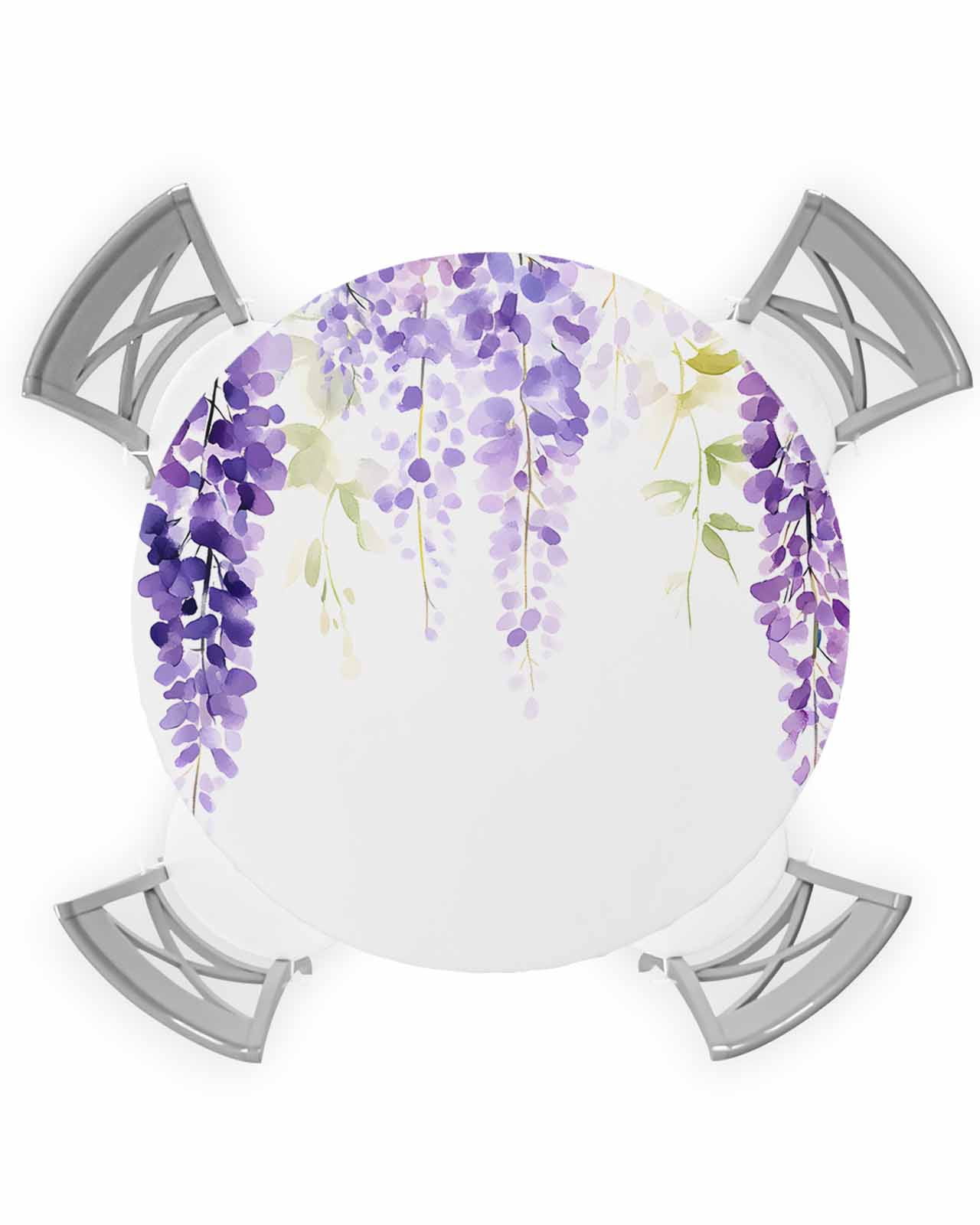 nqOlkjepod Purple Flower Round Tablecloth, Fitted Table Cover with ...