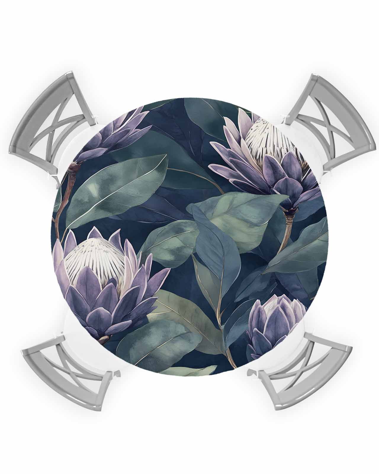 nqOlkjepod Purple Flower Round Tablecloth, Fitted Table Cover with ...