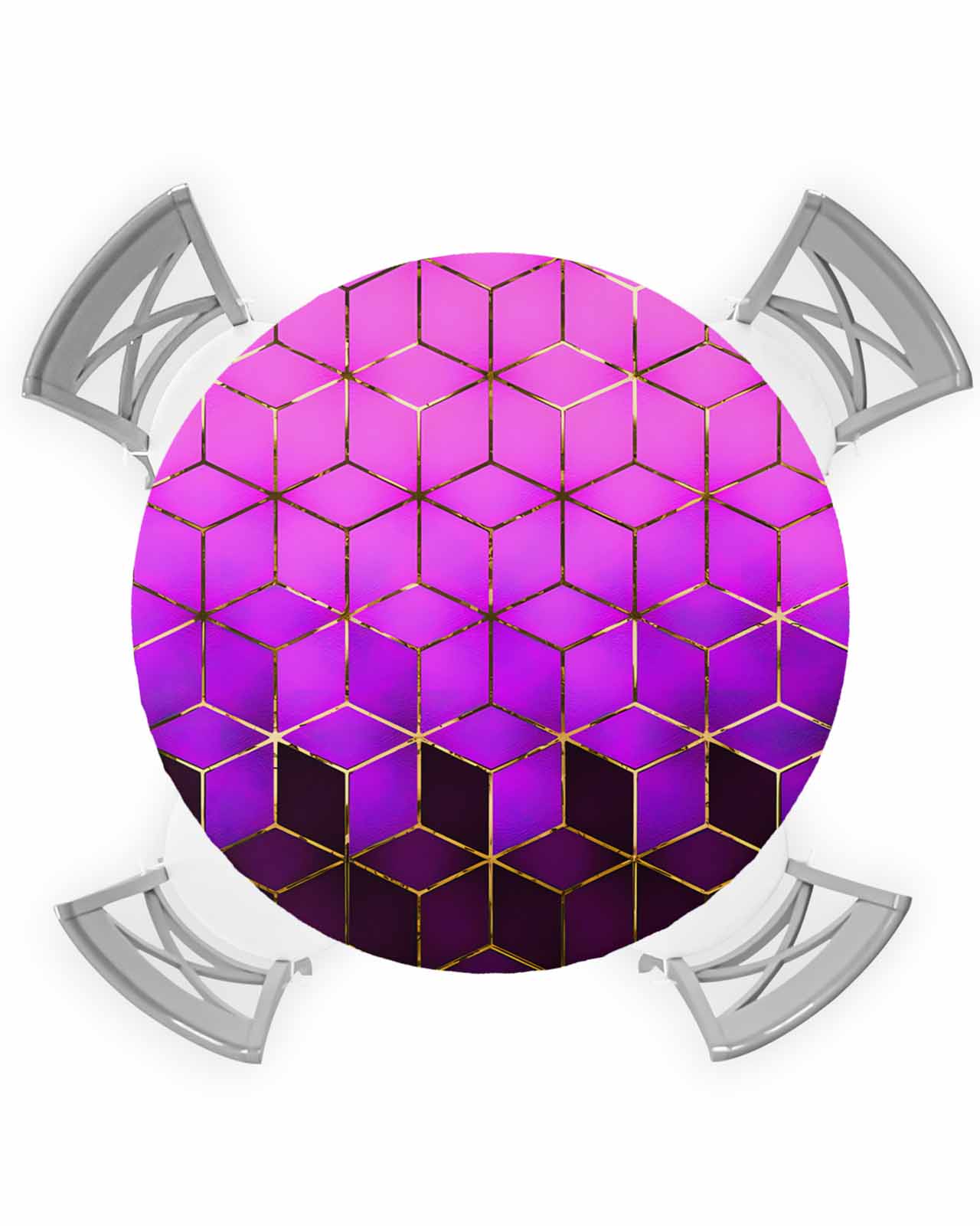 nqOlkjepod Purple Geometric Round Tablecloth, Fitted Table Cover with ...