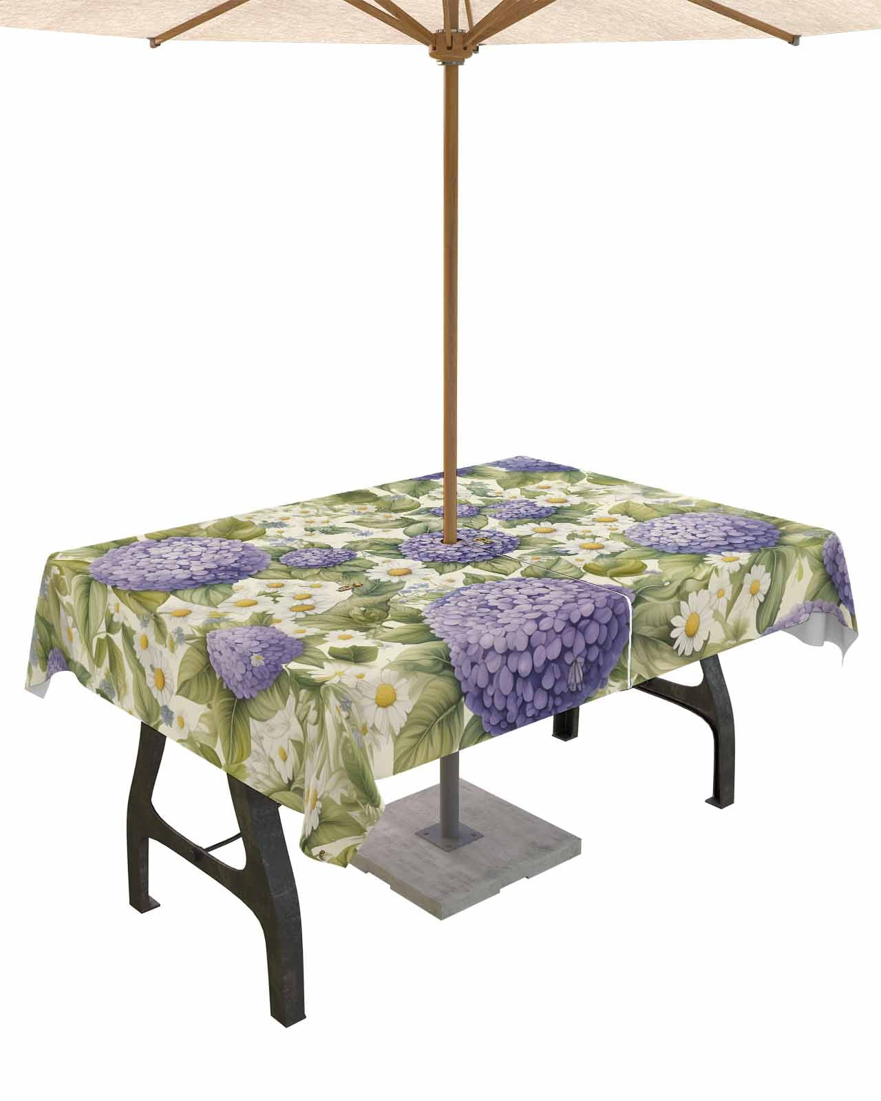 nqOlkjepod Purple Hydrangeas Outdoor Tablecloth with Umbrella Hole ...