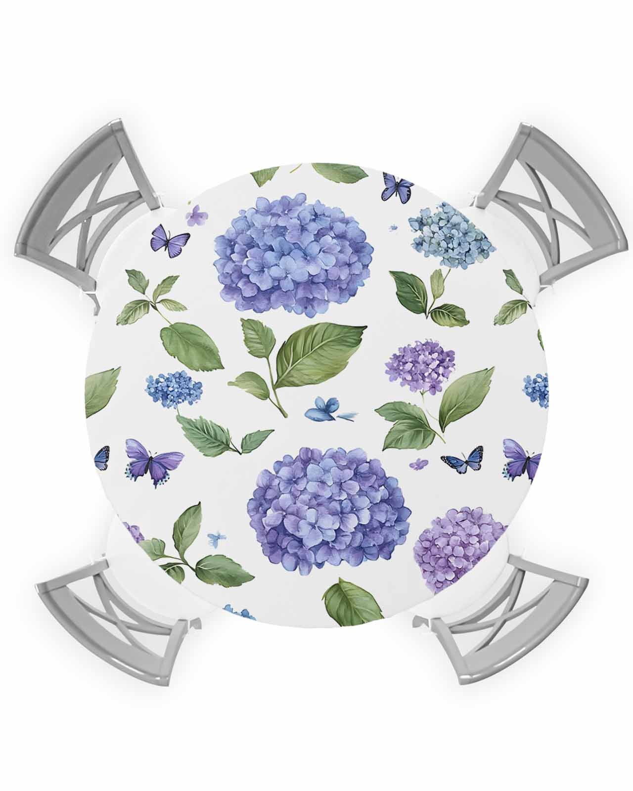 nqOlkjepod Purple Hydrangeas Round Tablecloth, Fitted Table Cover with ...