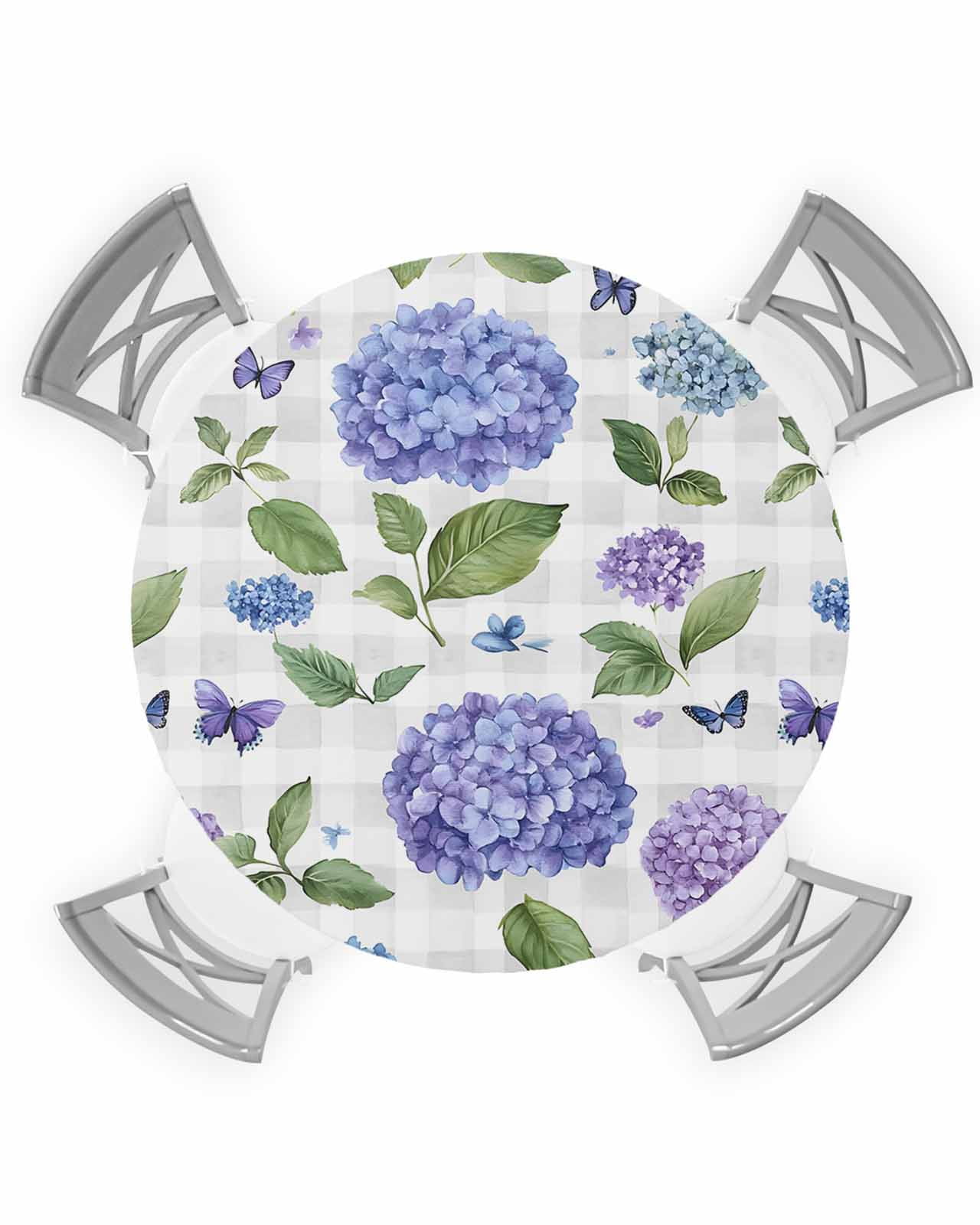 nqOlkjepod Purple Hydrangeas Round Tablecloth, Fitted Table Cover with ...
