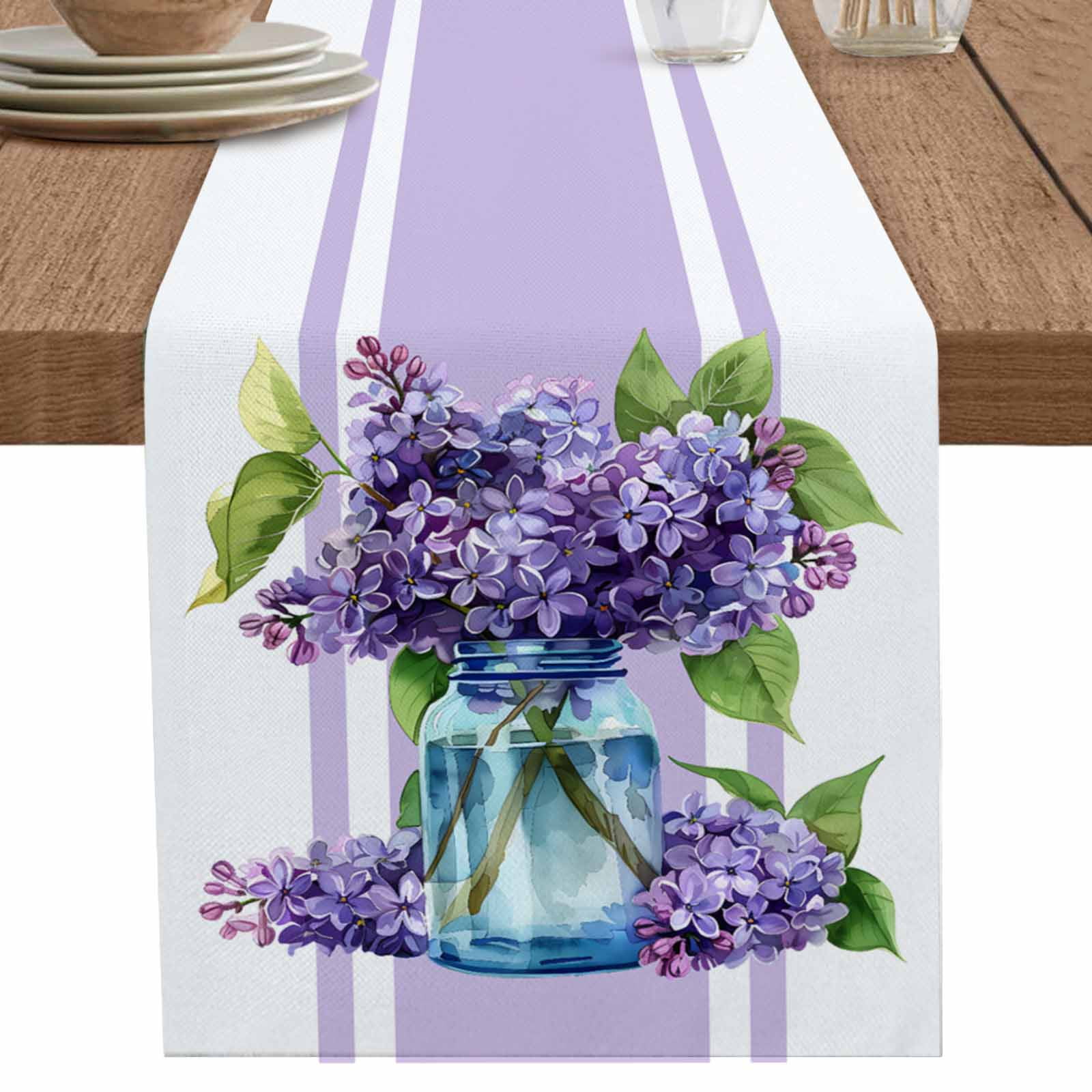 nqOlkjepod Purple Hydrangeas Table Runner 72 Inches Long Farmhouse Dress Scarves, Farmhouse ...