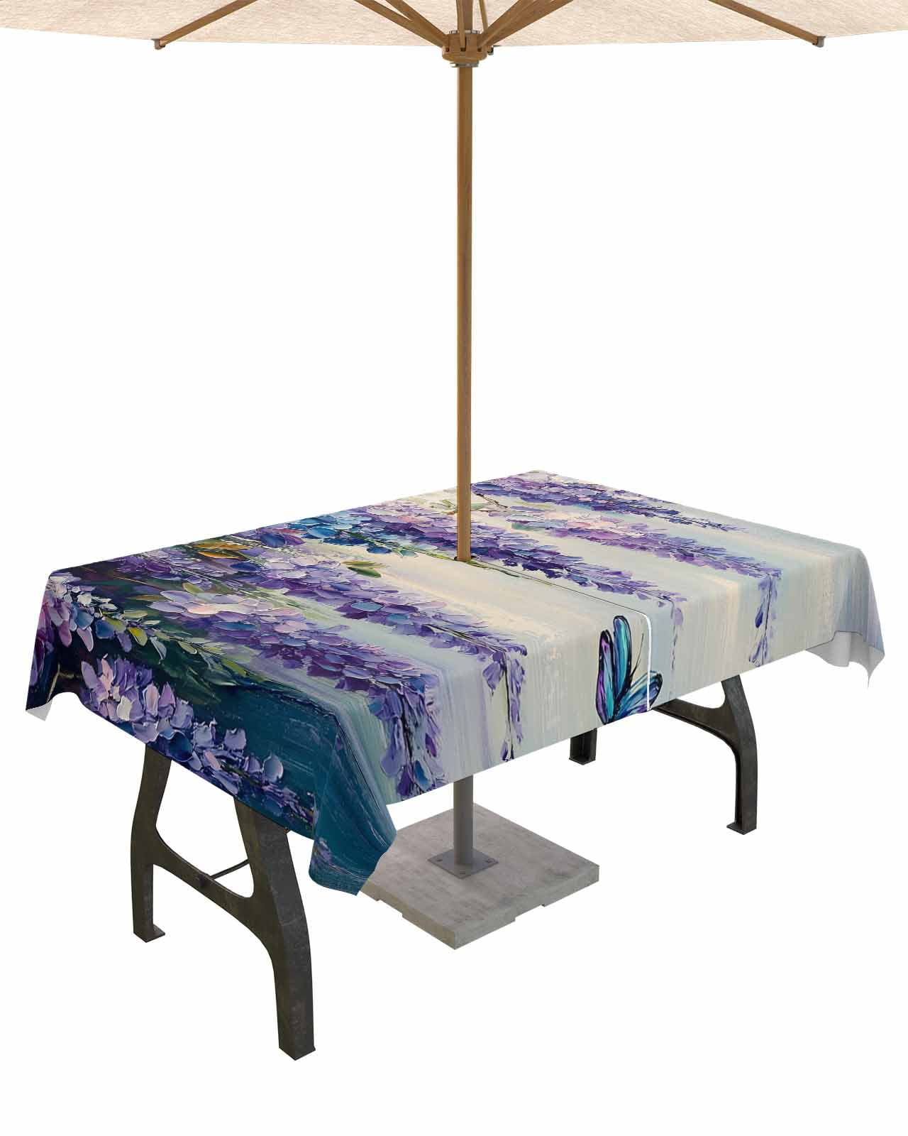 nqOlkjepod Purple Lavender Outdoor Tablecloth with Umbrella Hole ...