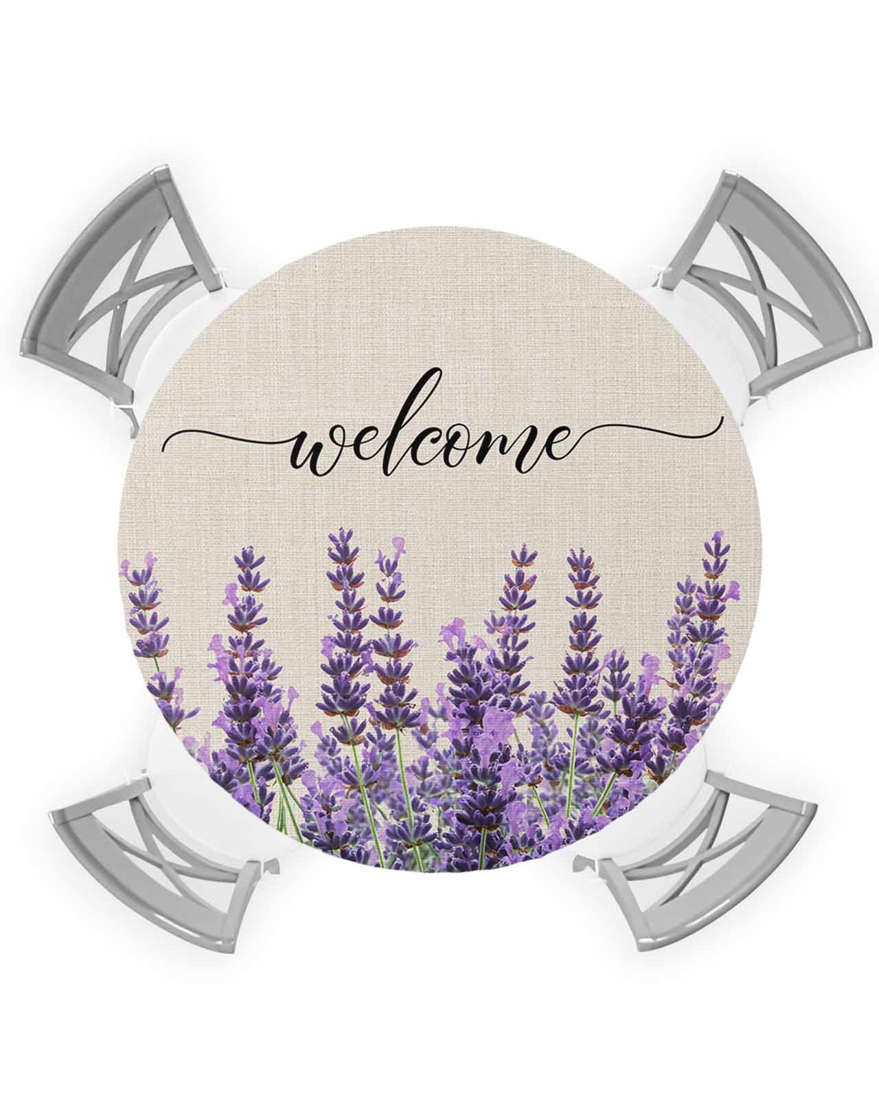 nqOlkjepod Purple Lavender Round Tablecloth, Fitted Table Cover with ...