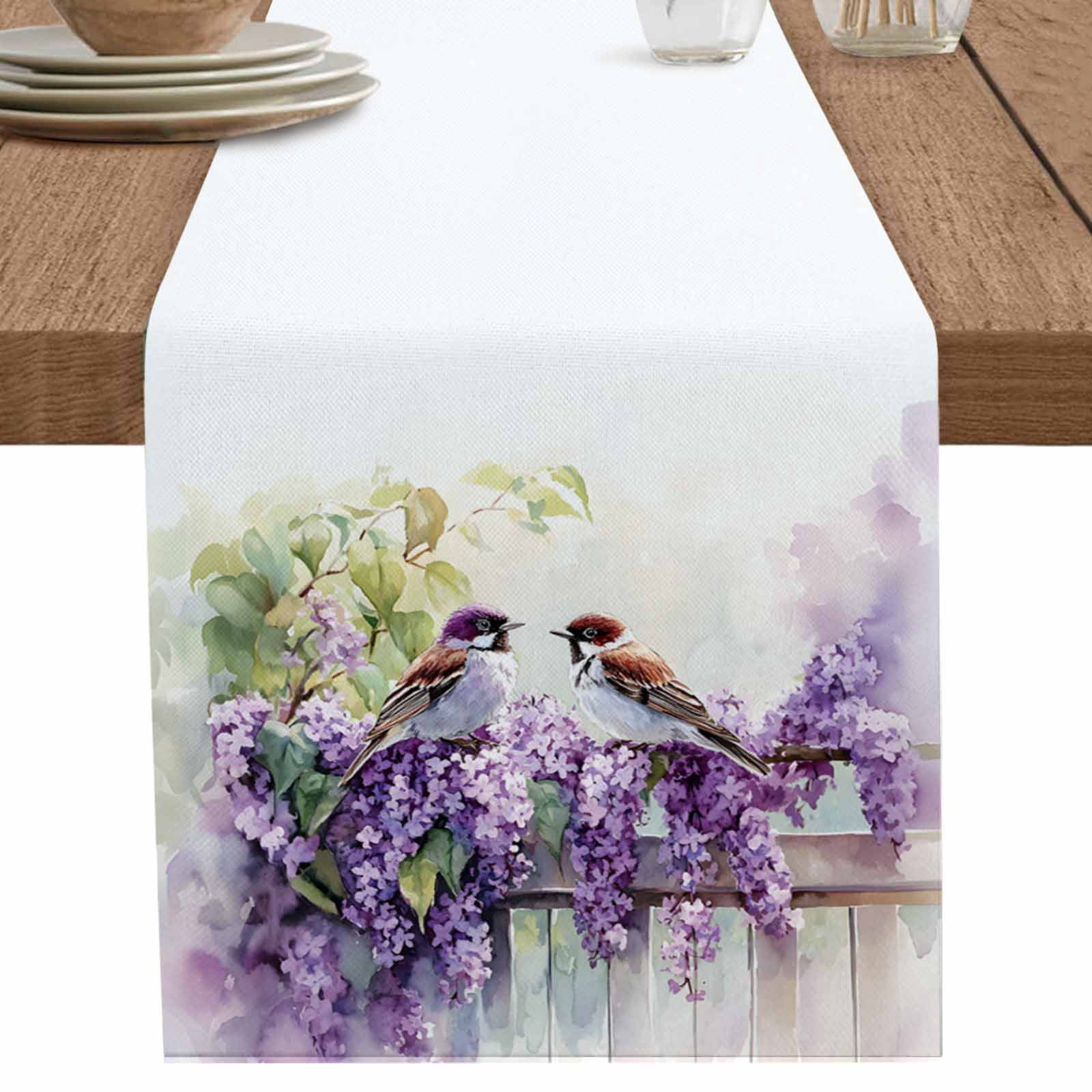 nqOlkjepod Purple Lavender Table Runner 108 Inches Long Farmhouse Dress ...