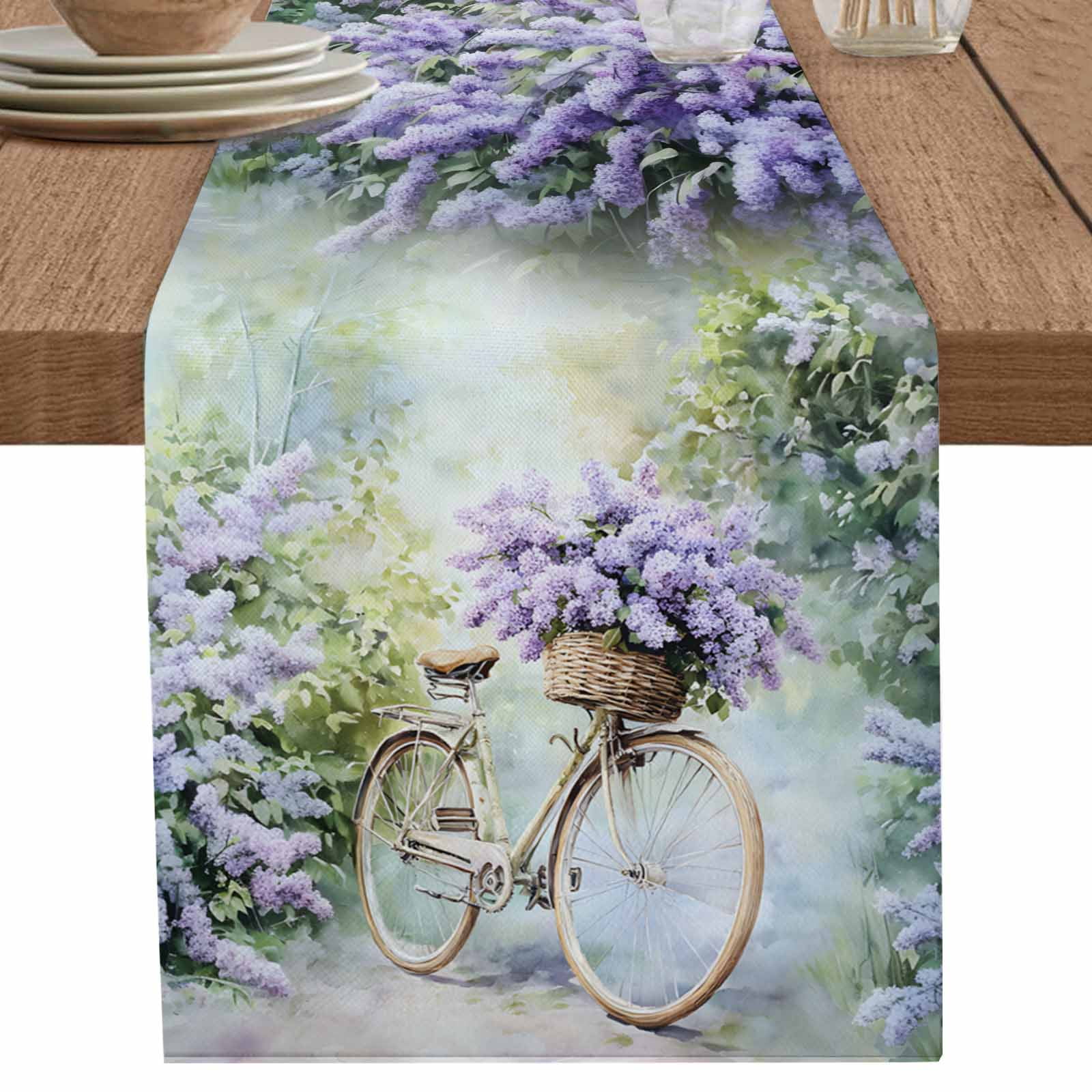 nqOlkjepod Purple Lavender Table Runner 70 Inches Long Farmhouse Dress ...