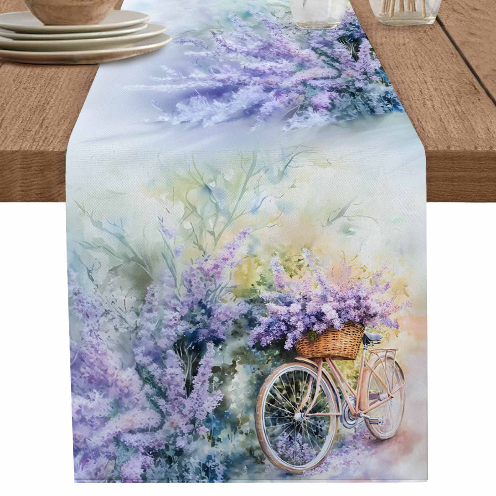 nqOlkjepod Purple Lavender Table Runner 72 Inches Long Farmhouse Dress ...