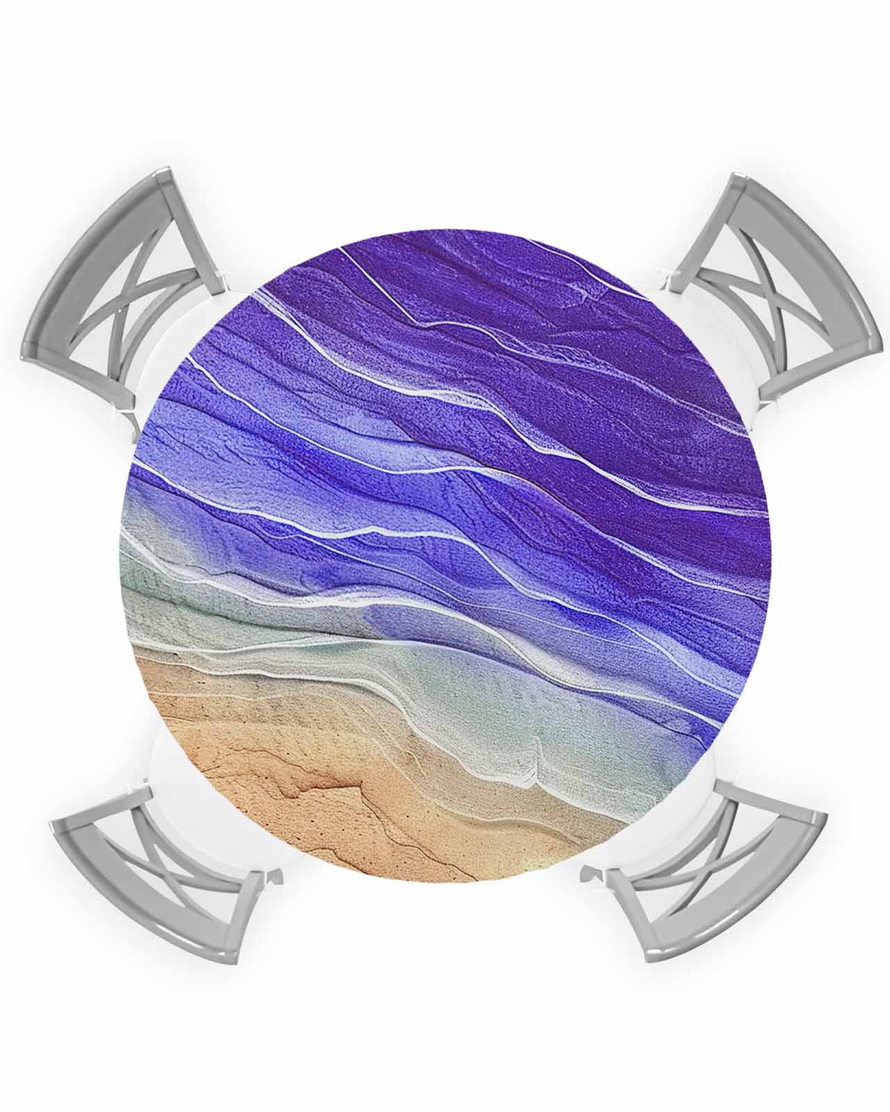 nqOlkjepod Purple Ombre Coastal Round Tablecloth, Fitted Table Cover ...