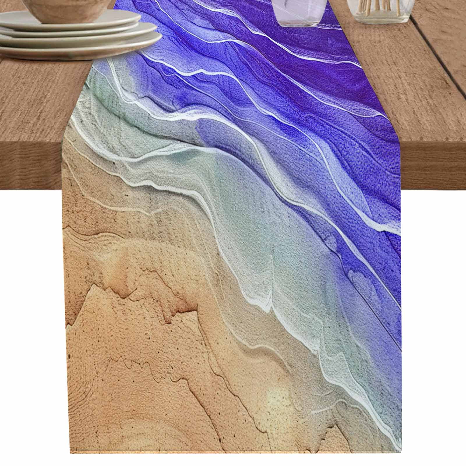 nqOlkjepod Purple Ombre Coastal Table Runner 90 Inches Long Farmhouse Dress Scarves, Summer ...