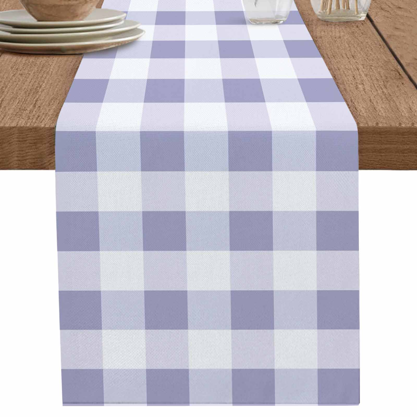 nqOlkjepod Purple Plaid Table Runner 120 Inches Long Farmhouse Dress ...