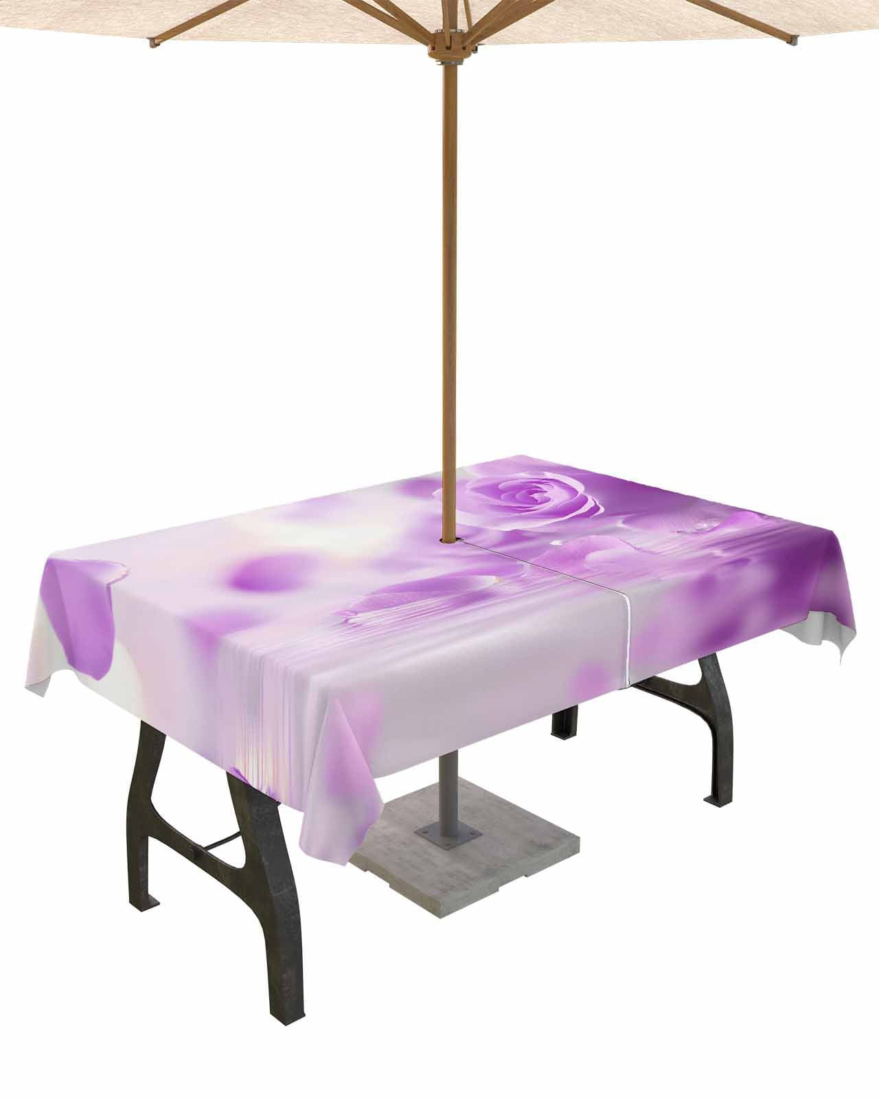 nqOlkjepod Purple Rose Fantasy Outdoor Tablecloth with Umbrella Hole ...