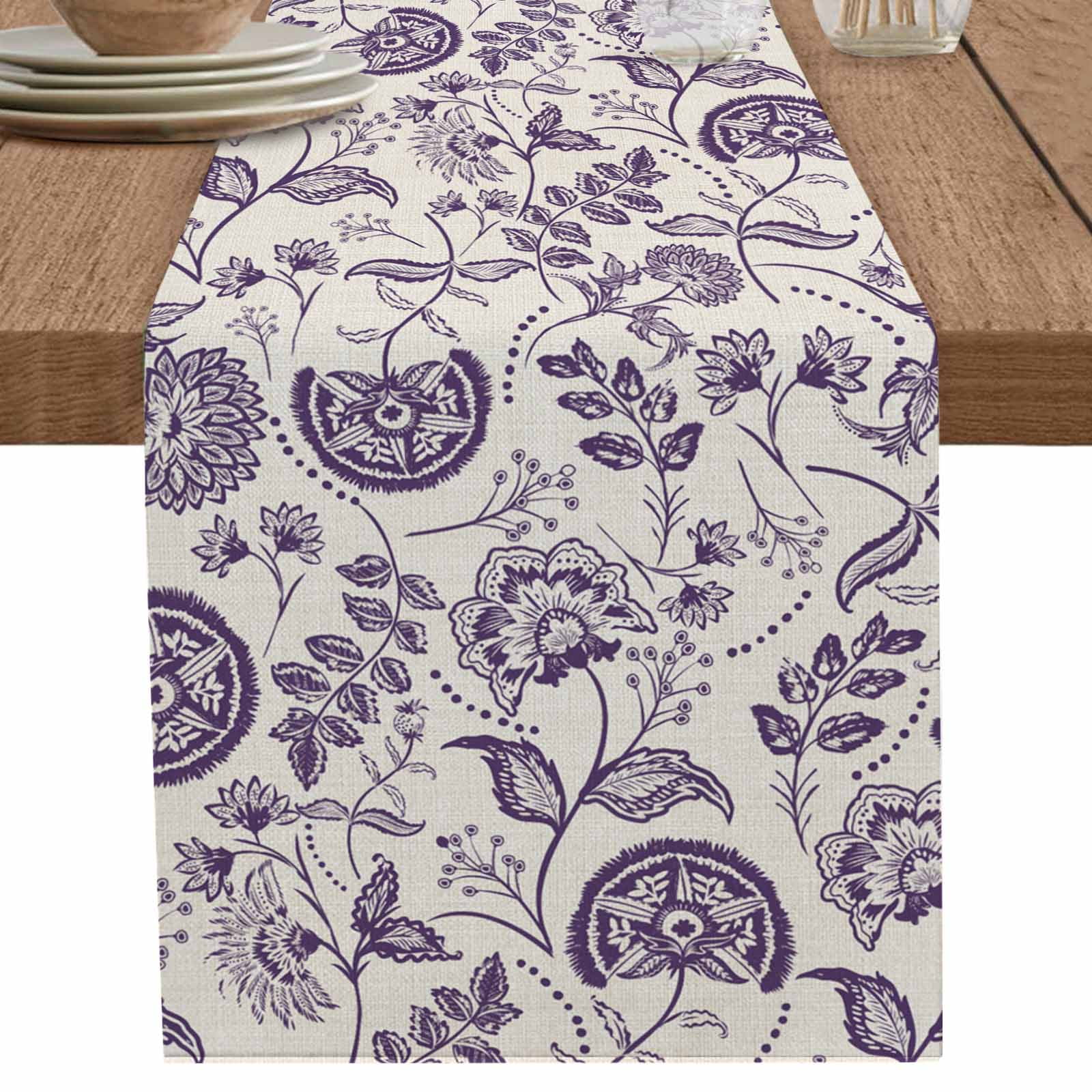 nqOlkjepod Purple Spring Floral Table Runner 36 Inches Long Farmhouse ...