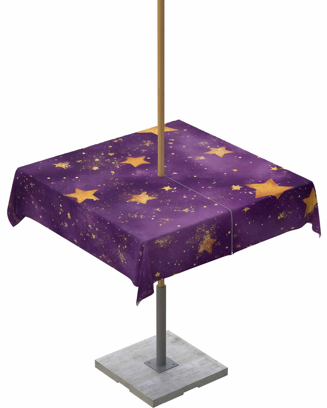 nqOlkjepod Purple Starry Sky Outdoor Tablecloth with Umbrella Hole & Zipper, Yellow Retro Star ...
