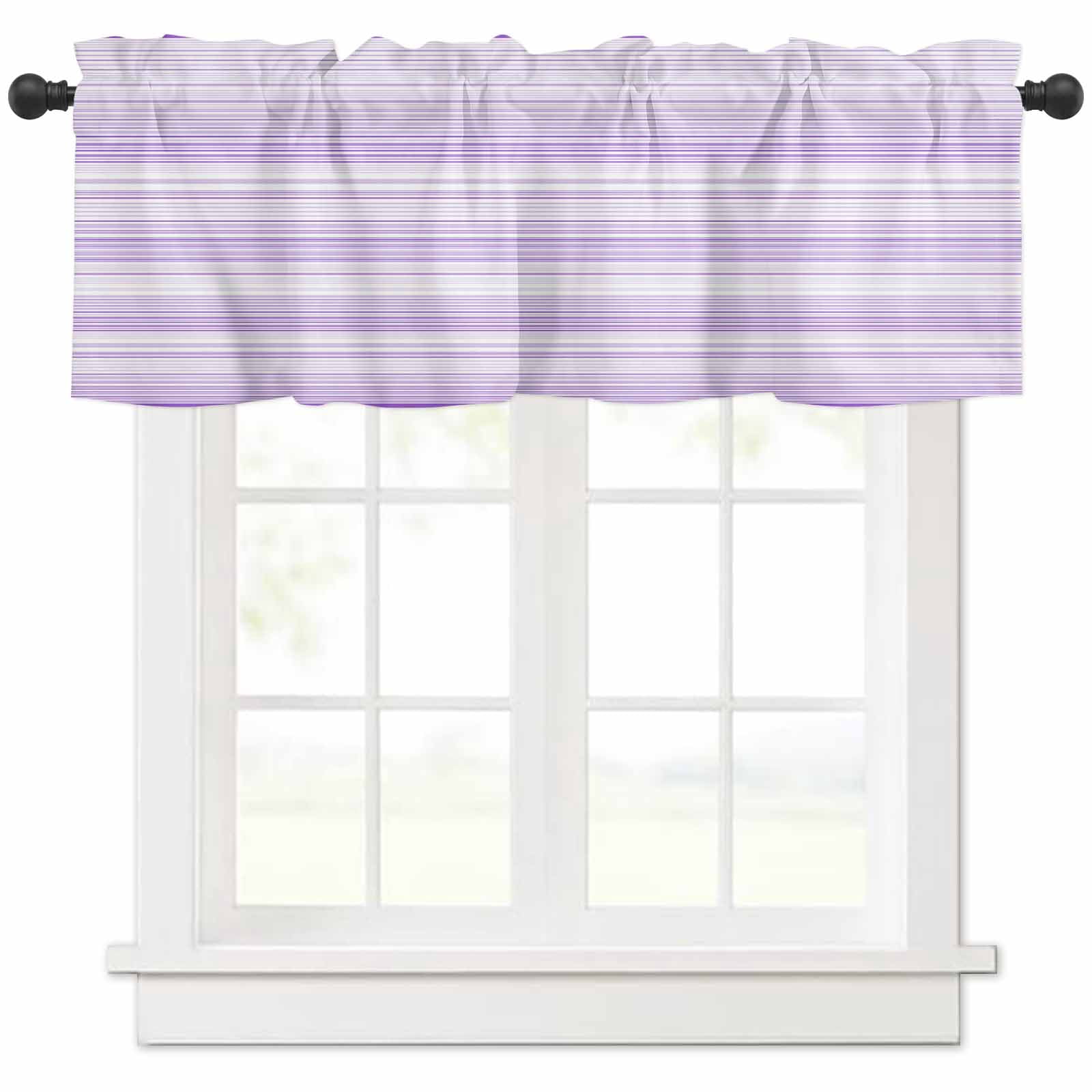 nqOlkjepod Purple Stripe Farmhouse Short Window Curtain Valances ...