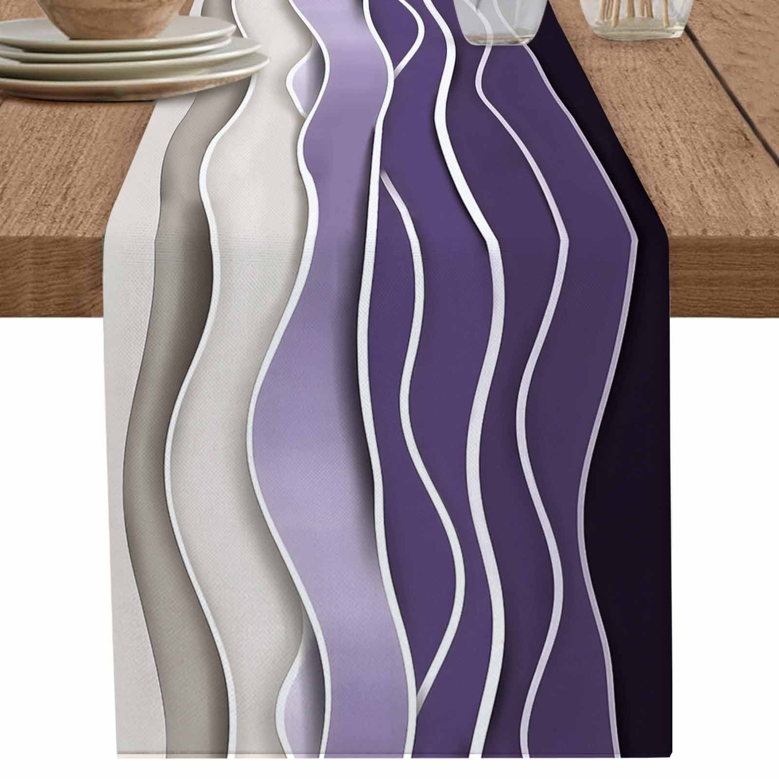 nqOlkjepod Purple Wave Table Runner 48 Inches Long Farmhouse Dress ...