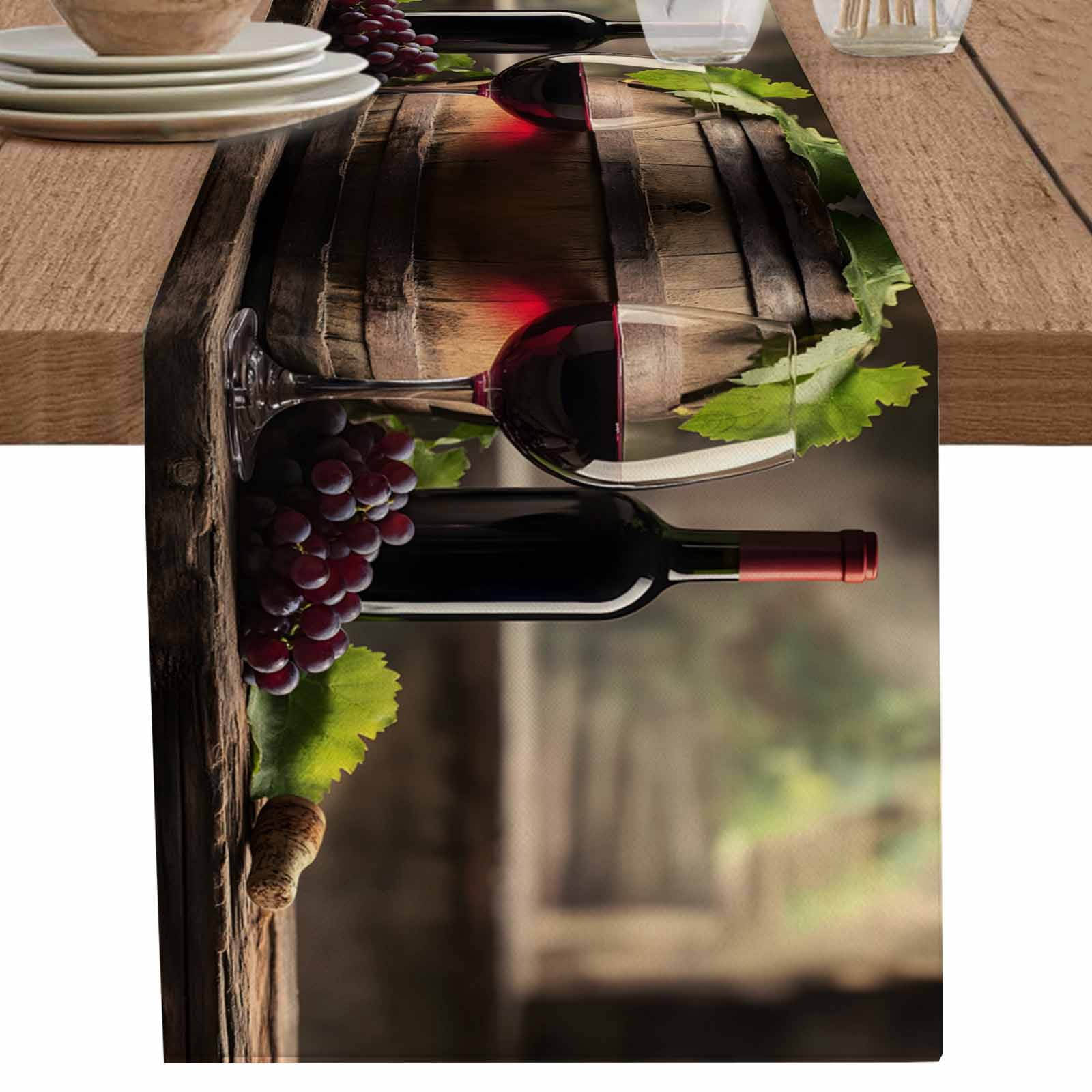 nqOlkjepod Purple Wine Table Runner 72 Inches Long Farmhouse Dress ...