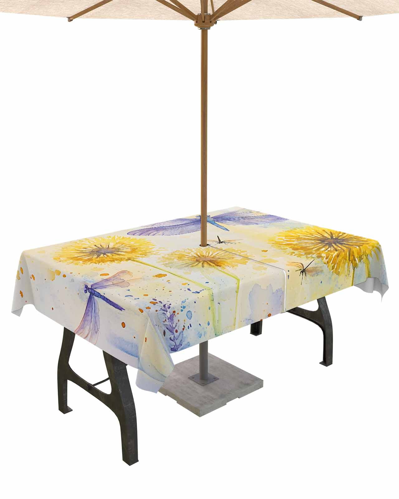 nqOlkjepod Purple Yellow Dragonfly Outdoor Tablecloth with Umbrella ...