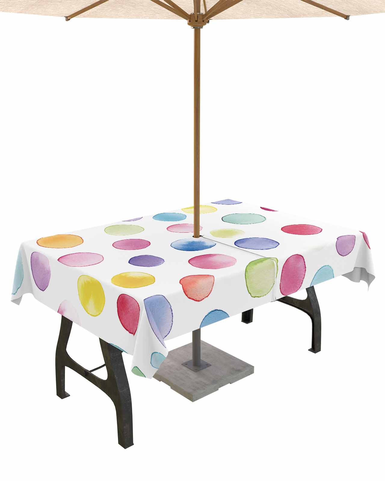 nqOlkjepod Rainbow Outdoor Tablecloth with Umbrella Hole & Zipper ...
