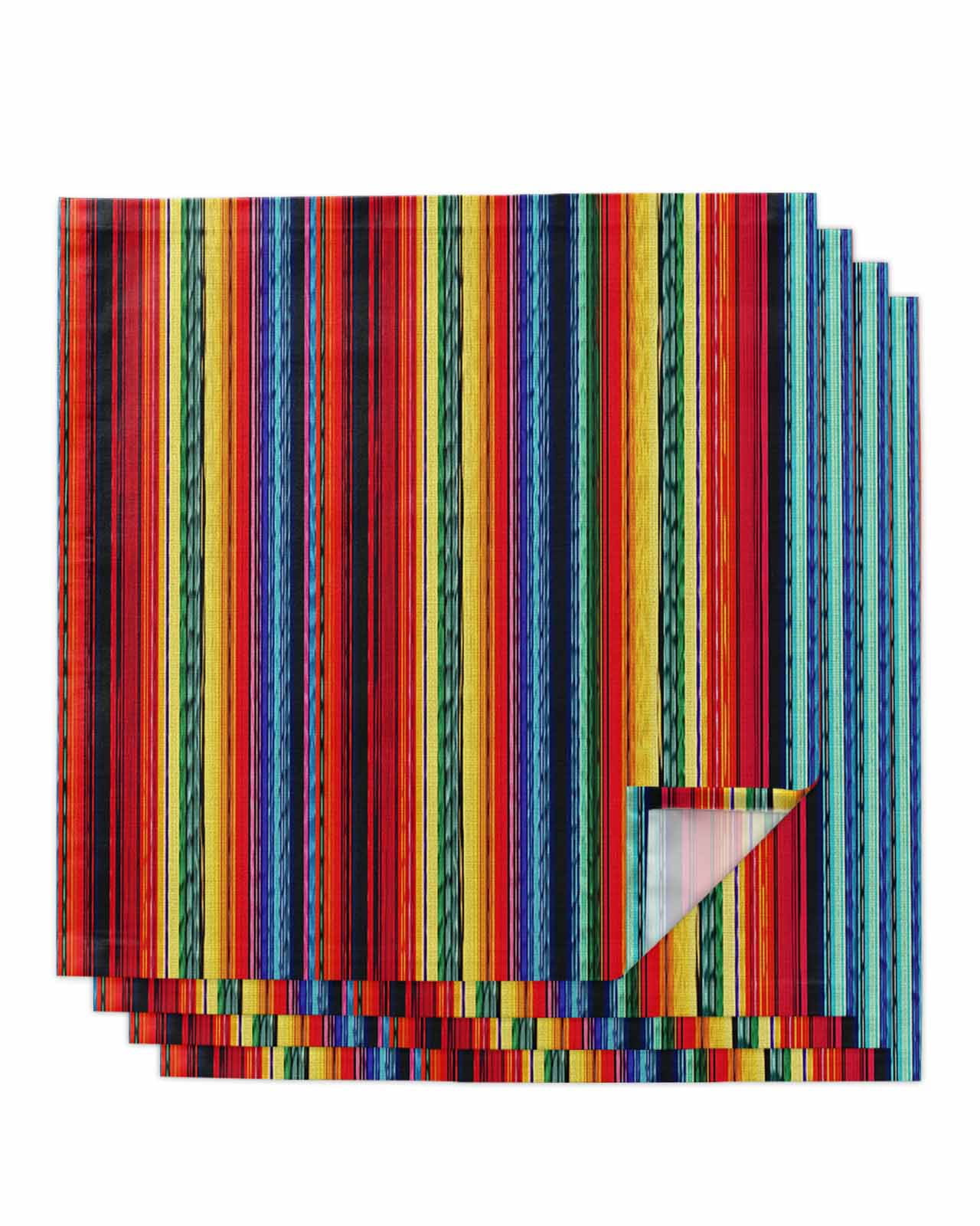 nqOlkjepod Rainbow Striped Cloth Napkins Set of 4 Reusable Dinner ...