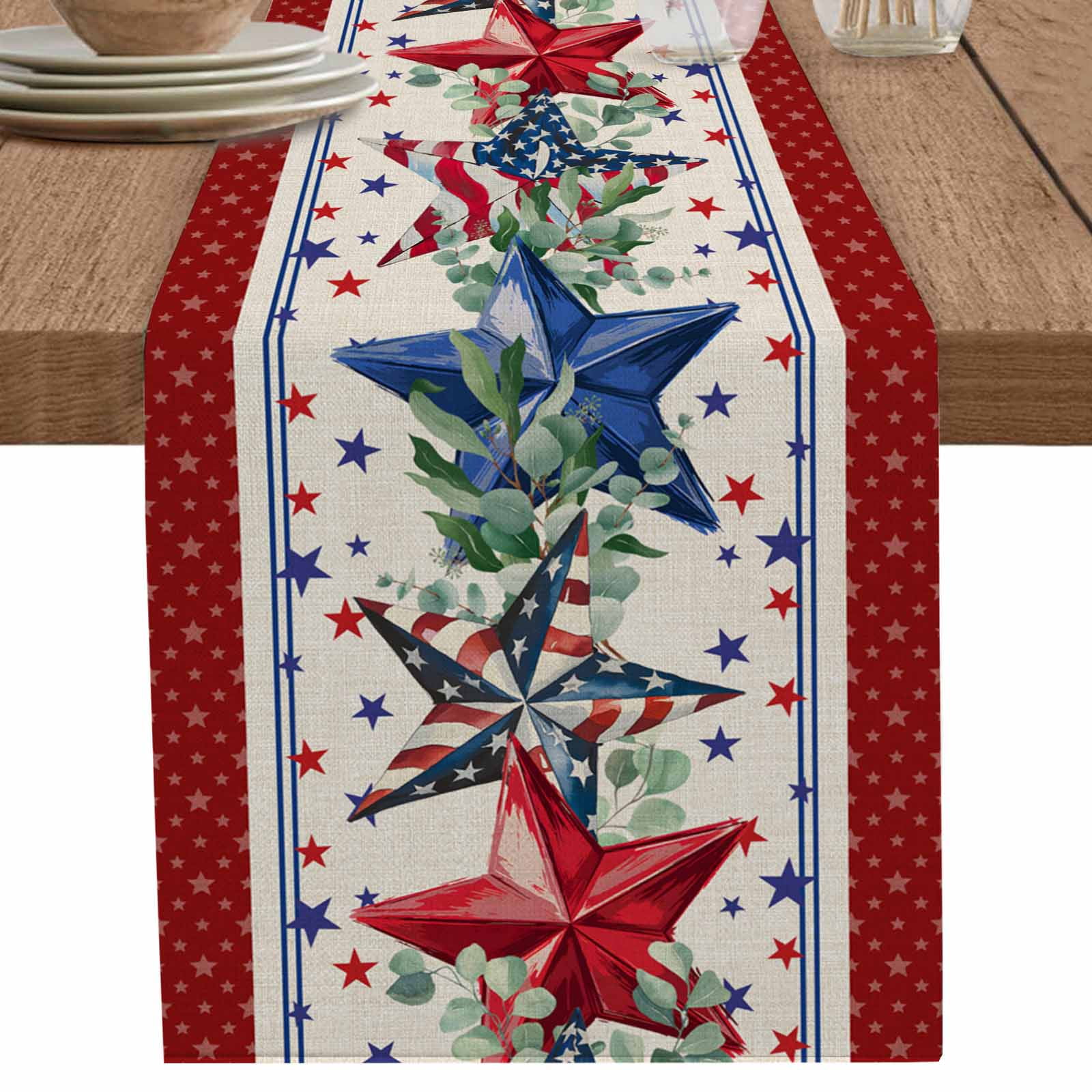 nqOlkjepod Red 4th of July Table Runner 72 Inches Long Farmhouse Dress ...
