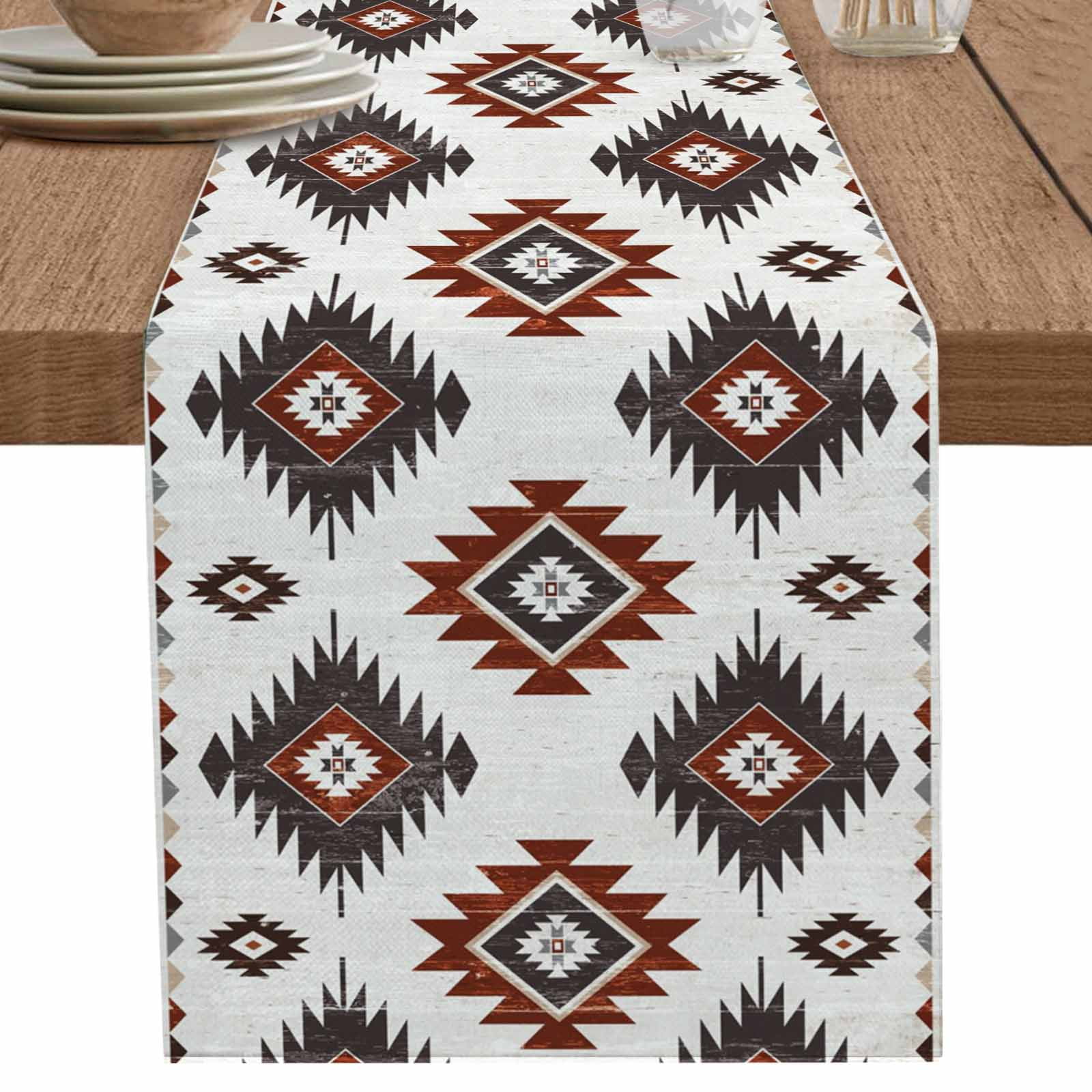 nqOlkjepod Red Aztec Table Runner 36 Inches Long Farmhouse Dress ...