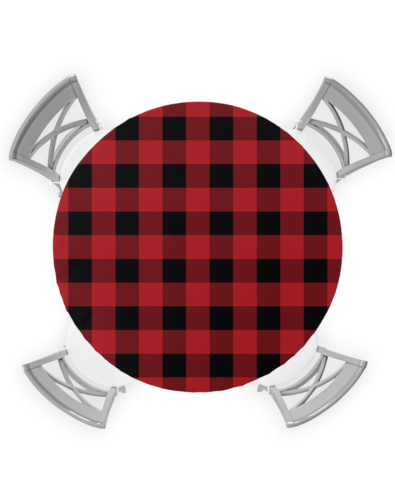 nqOlkjepod Red Black Buffalo Check Round Tablecloth, Fitted Table Cover ...
