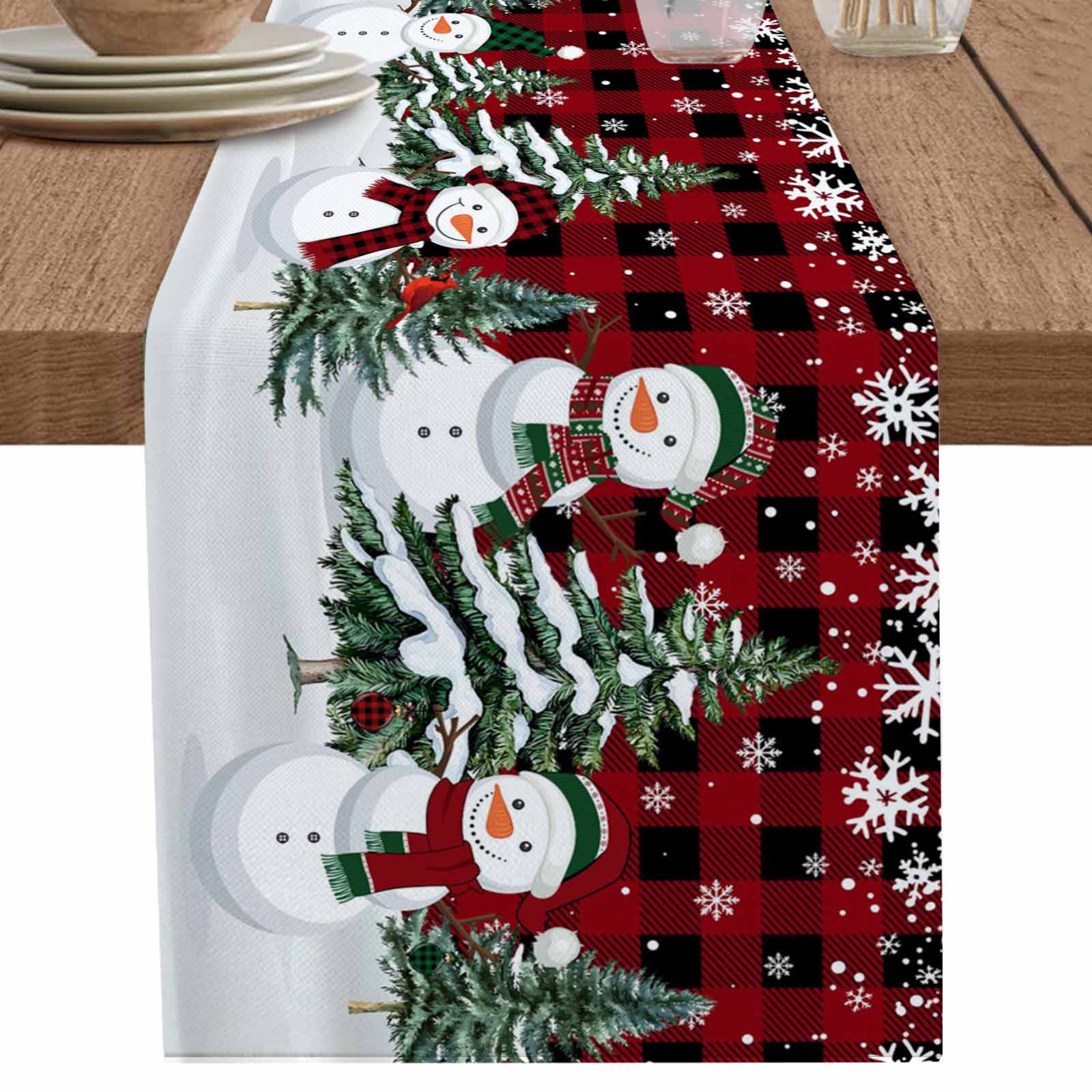 nqOlkjepod Red Black Plaid Christmas Table Runner 90 Inches Long ...