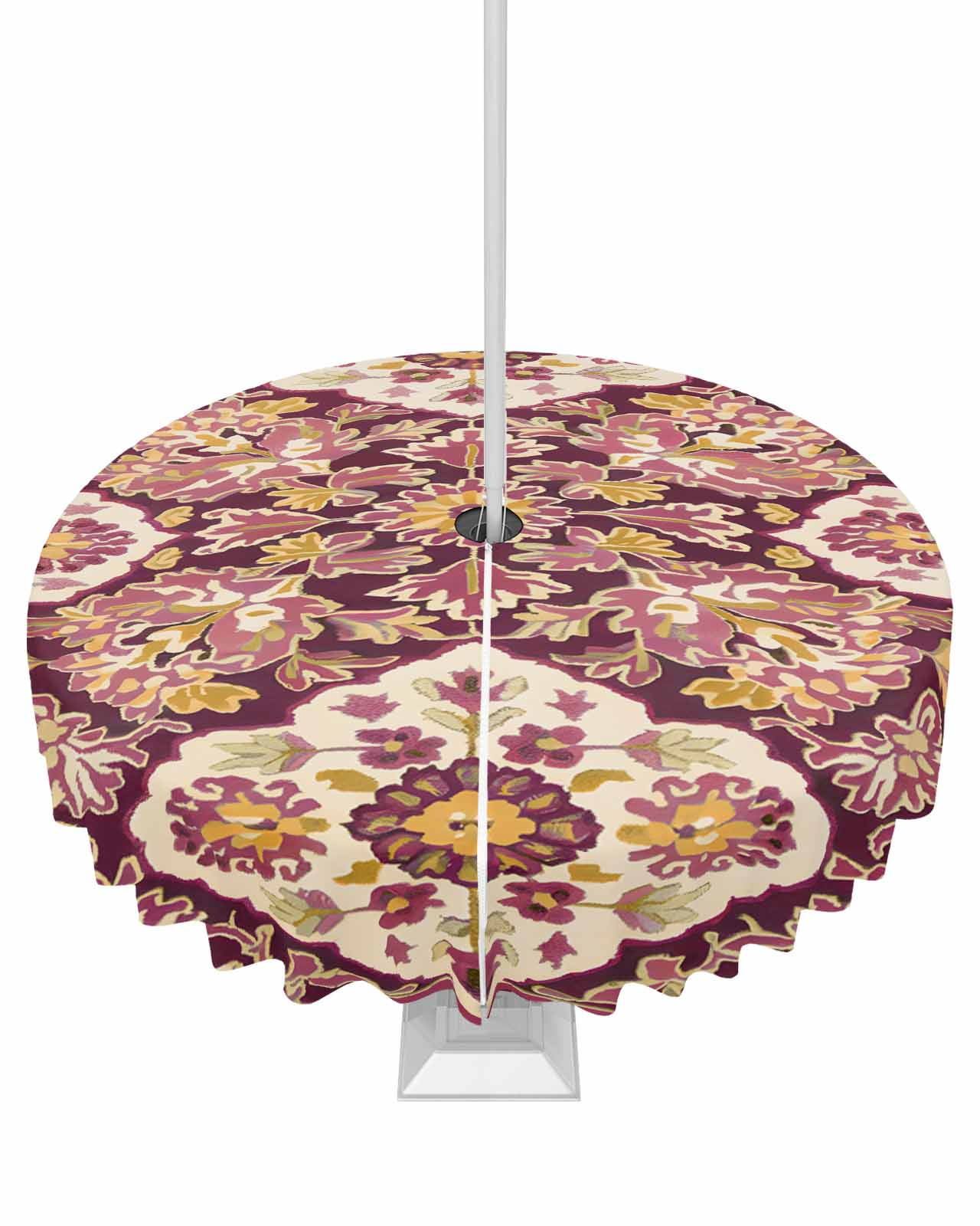 nqOlkjepod Red Boho Outdoor Tablecloth with Umbrella Hole & Zipper ...