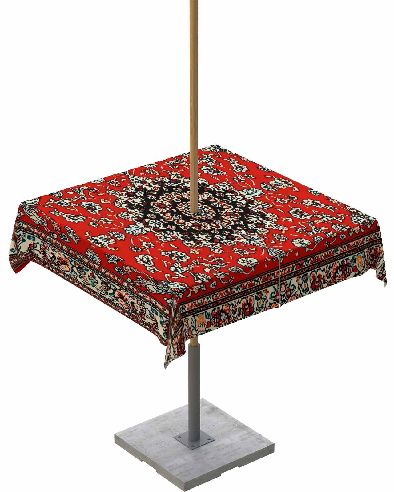 nqOlkjepod Red Boho Outdoor Tablecloth with Umbrella Hole & Zipper ...