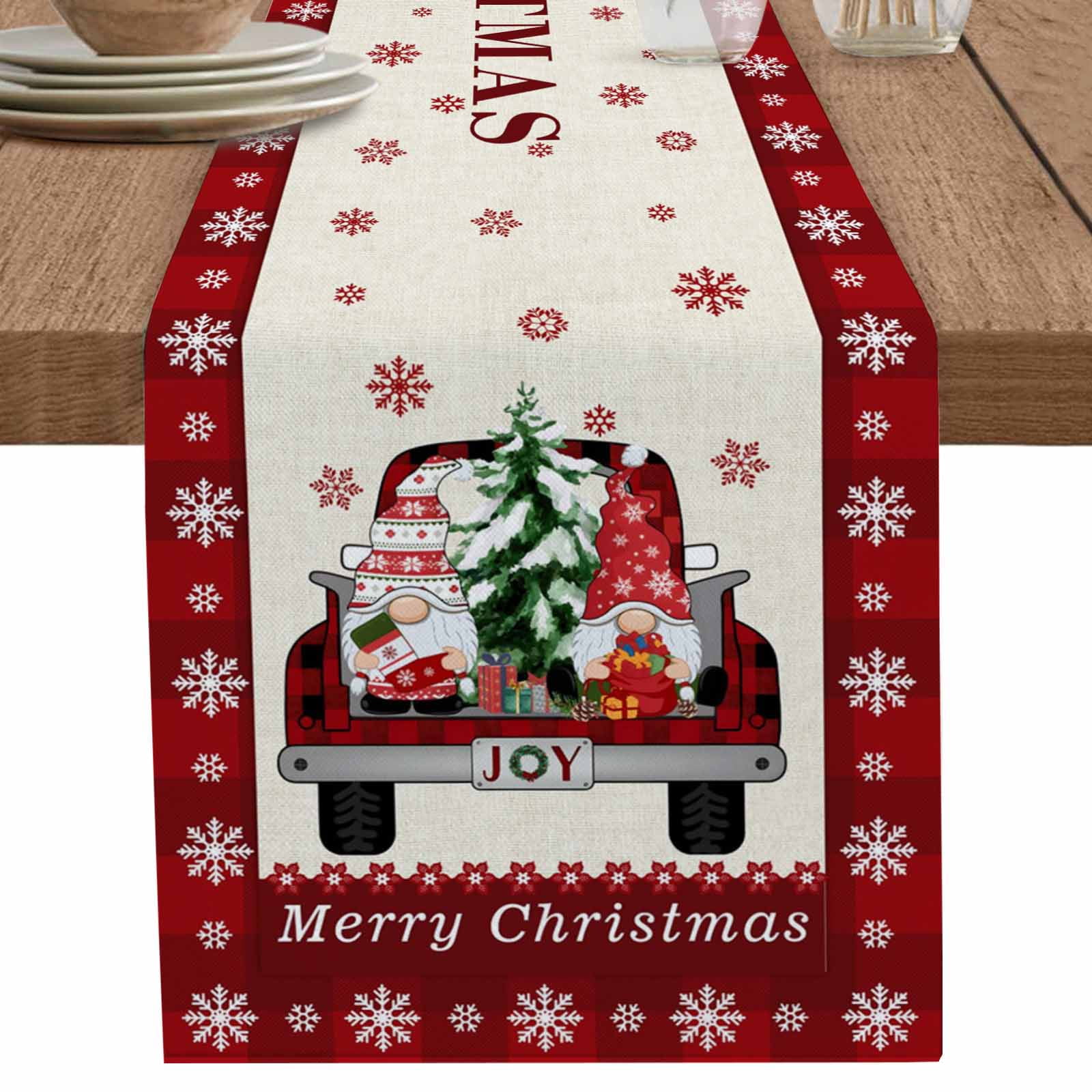 nqOlkjepod Red Christmas Table Runner 108 Inches Long Farmhouse Dress ...