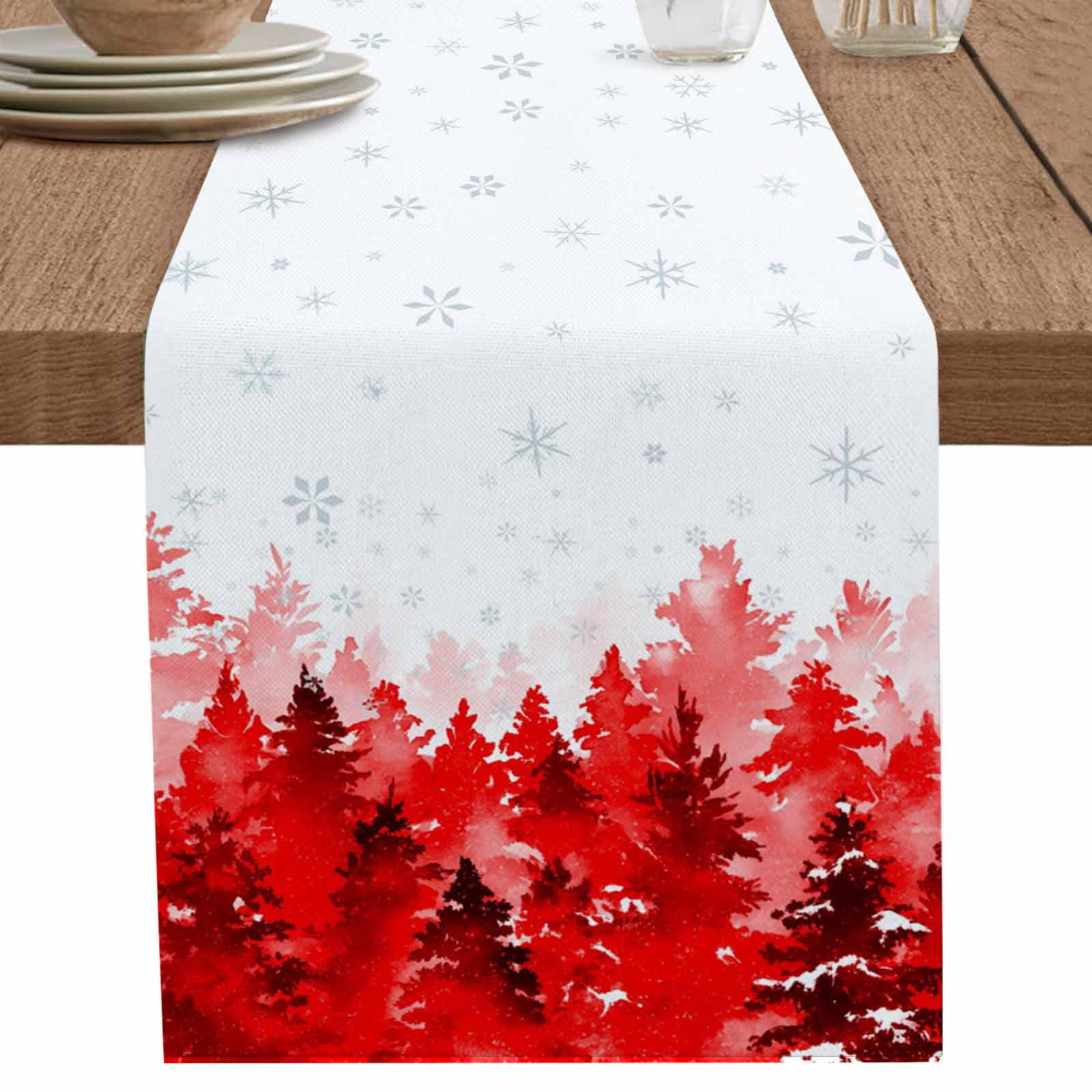 nqOlkjepod Red Christmas Table Runner 108 Inches Long Farmhouse Dress ...