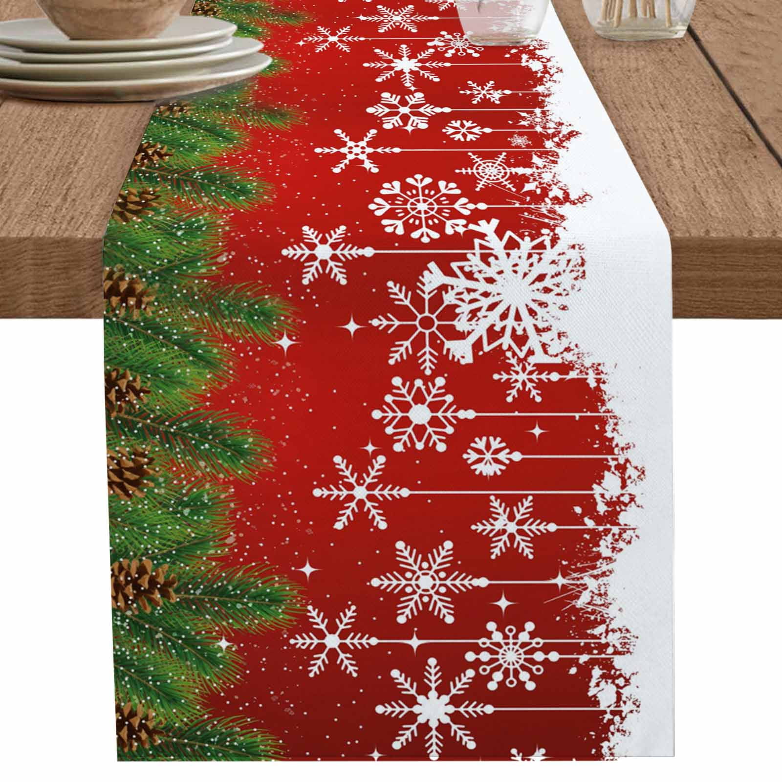 nqOlkjepod Red Christmas Table Runner 108 Inches Long Farmhouse Dress ...