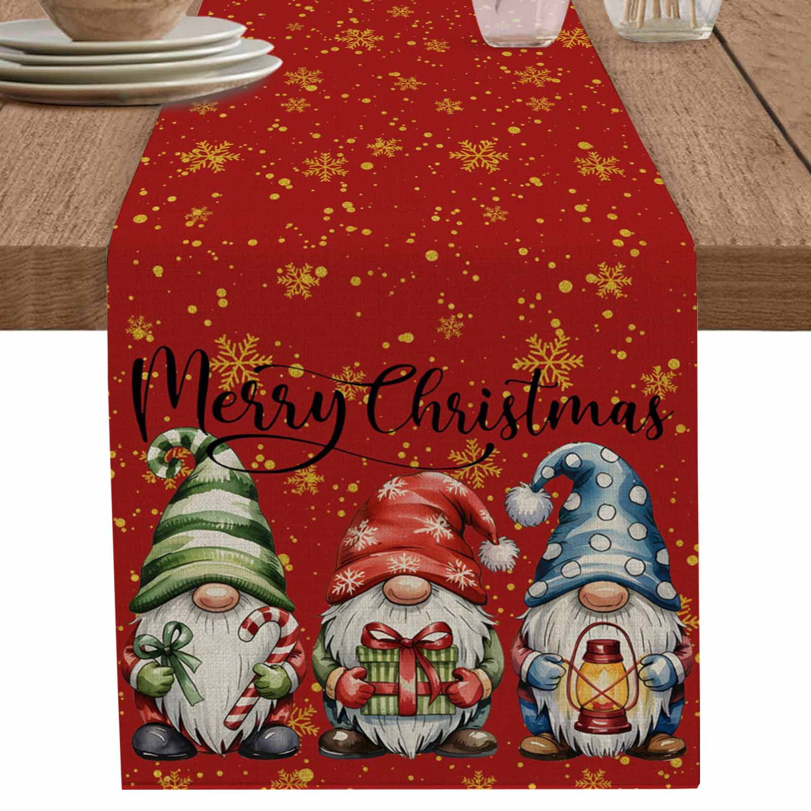 nqOlkjepod Red Christmas Table Runner 120 Inches Long Farmhouse Dress ...