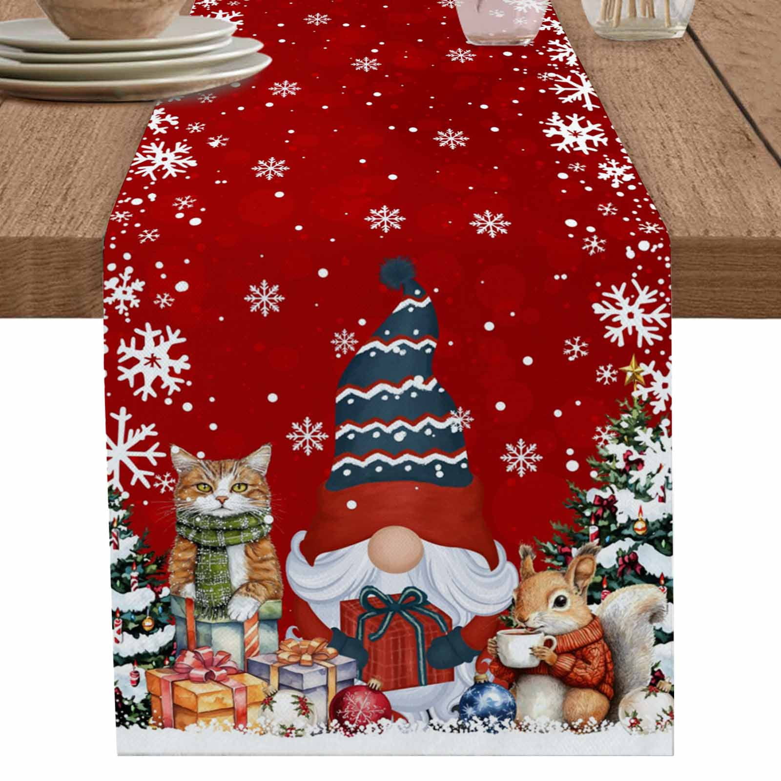 nqOlkjepod Red Christmas Table Runner 120 Inches Long Farmhouse Dress ...