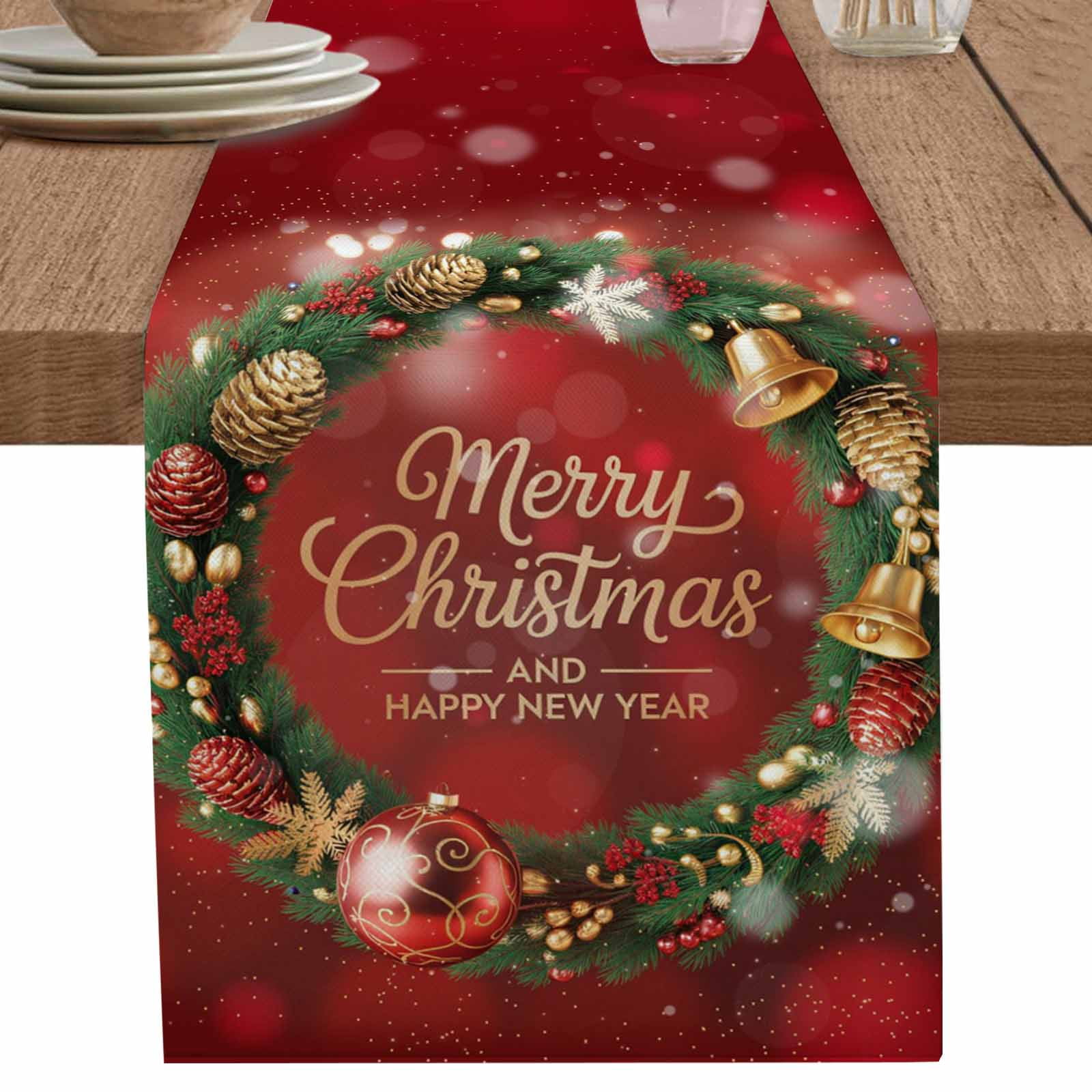 nqOlkjepod Red Christmas Table Runner 70 Inches Long Farmhouse Dress ...