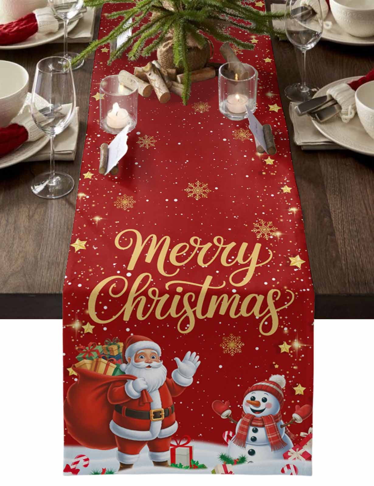 nqOlkjepod Red Christmas Table Runner 70 Inches Long Farmhouse Dress ...
