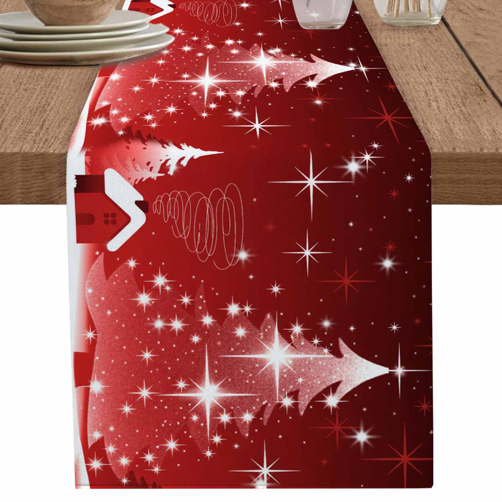 nqOlkjepod Red Christmas Tree Table Runner 70 Inches Long Farmhouse ...