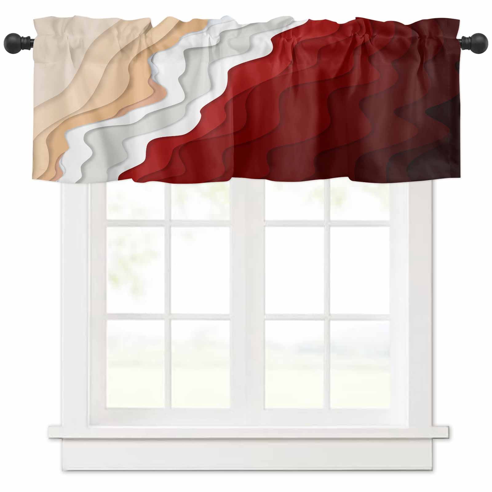 nqOlkjepod Red Coastal Beach Farmhouse Short Window Curtain Valances ...