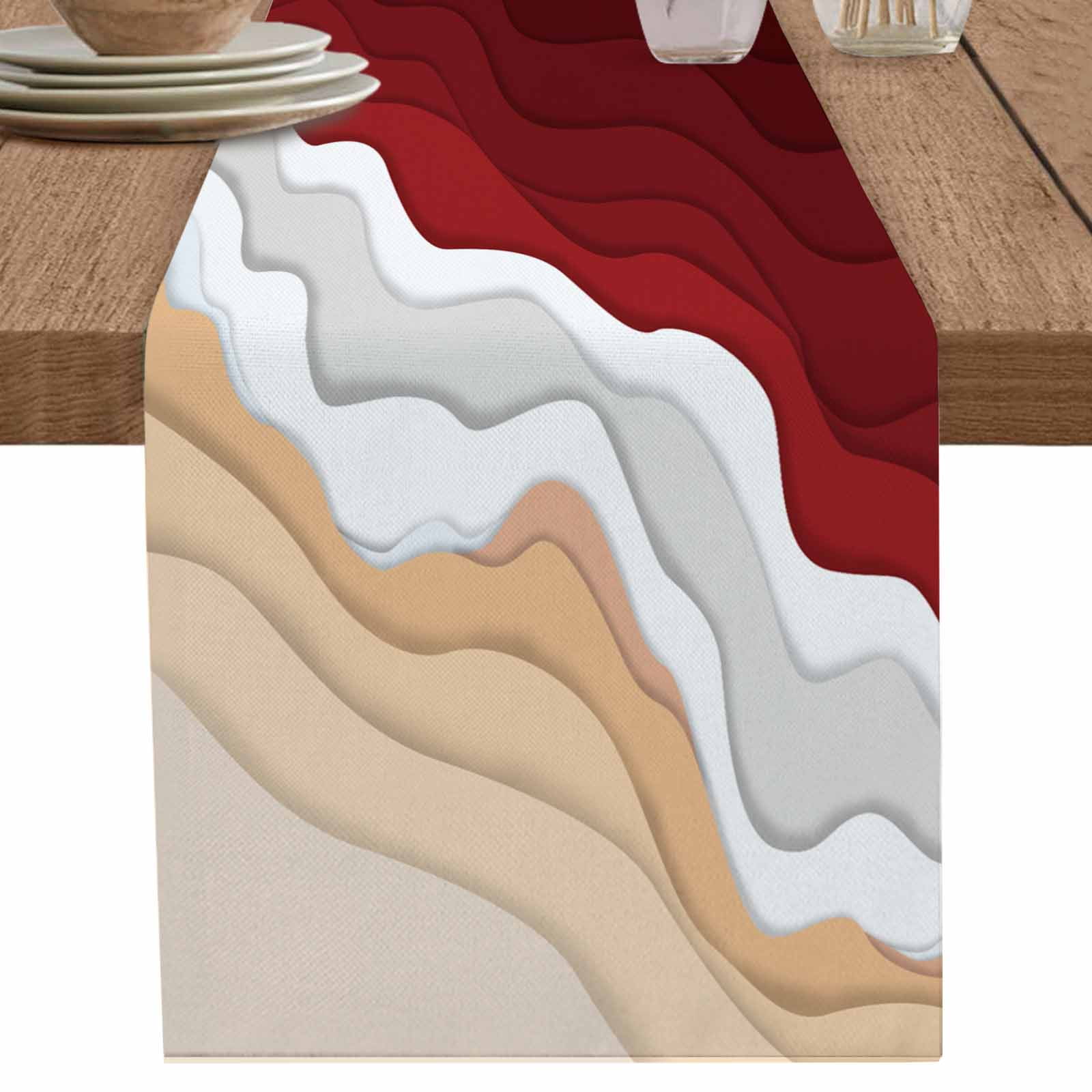 nqOlkjepod Red Coastal Beach Table Runner 72 Inches Long Farmhouse ...