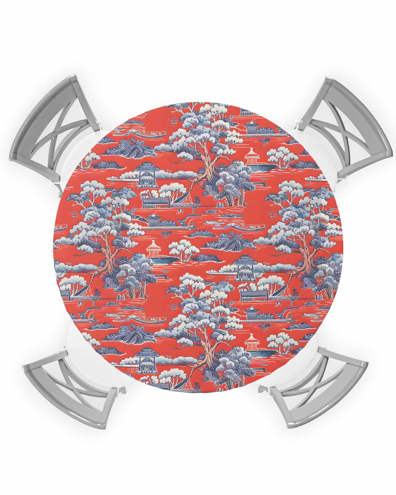 nqOlkjepod Red Garden Round Tablecloth, Fitted Table Cover with Elastic ...