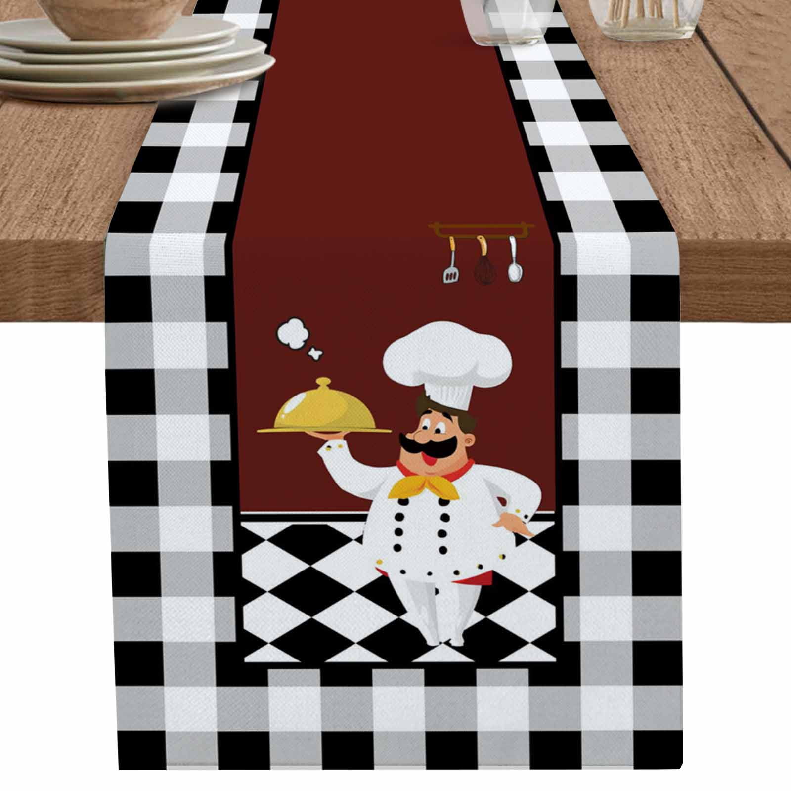 nqOlkjepod Red Kitchen Chef Table Runner 60 Inches Long Farmhouse Dress ...