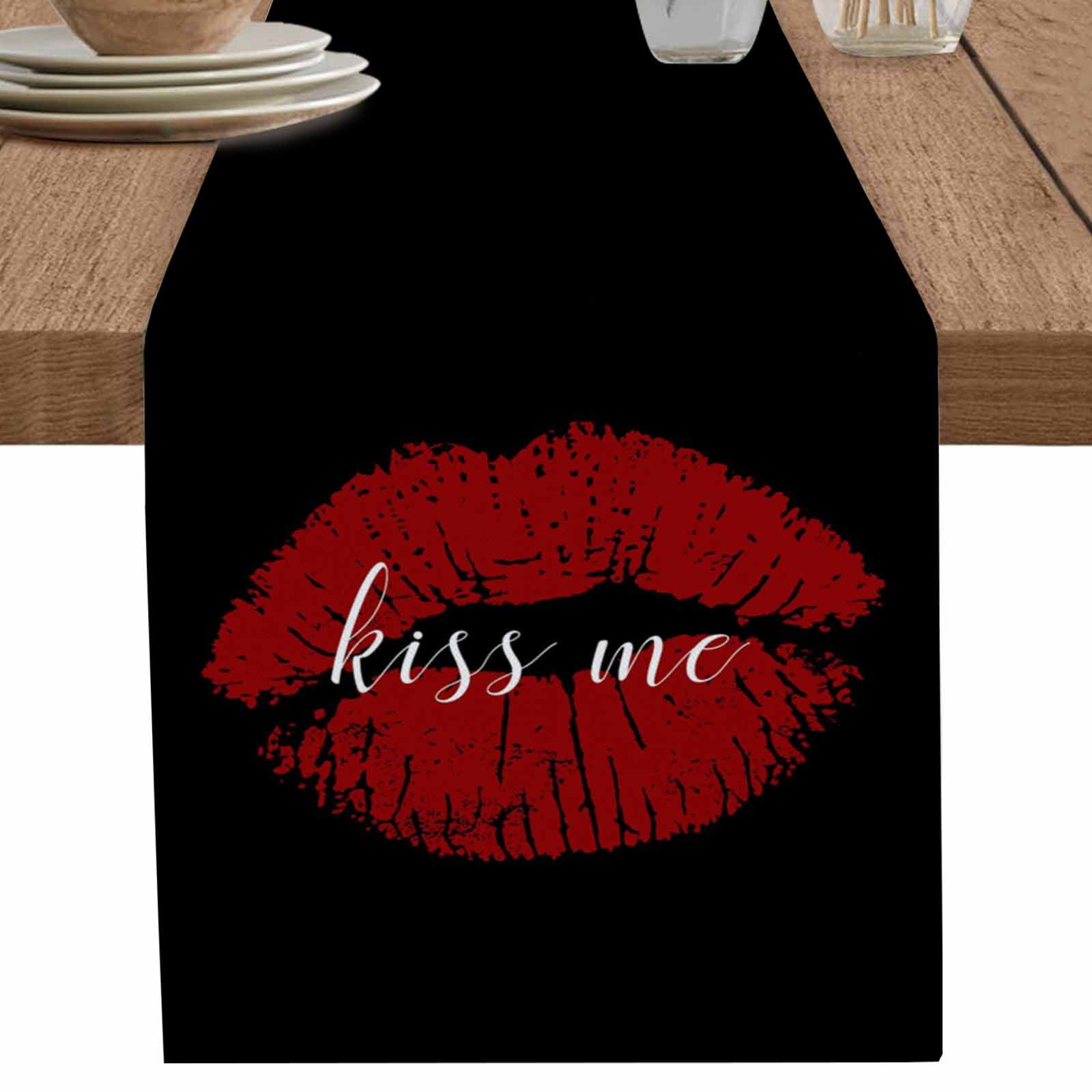 nqOlkjepod Red Lips Table Runner 48 Inches Long Farmhouse Dress Scarves ...