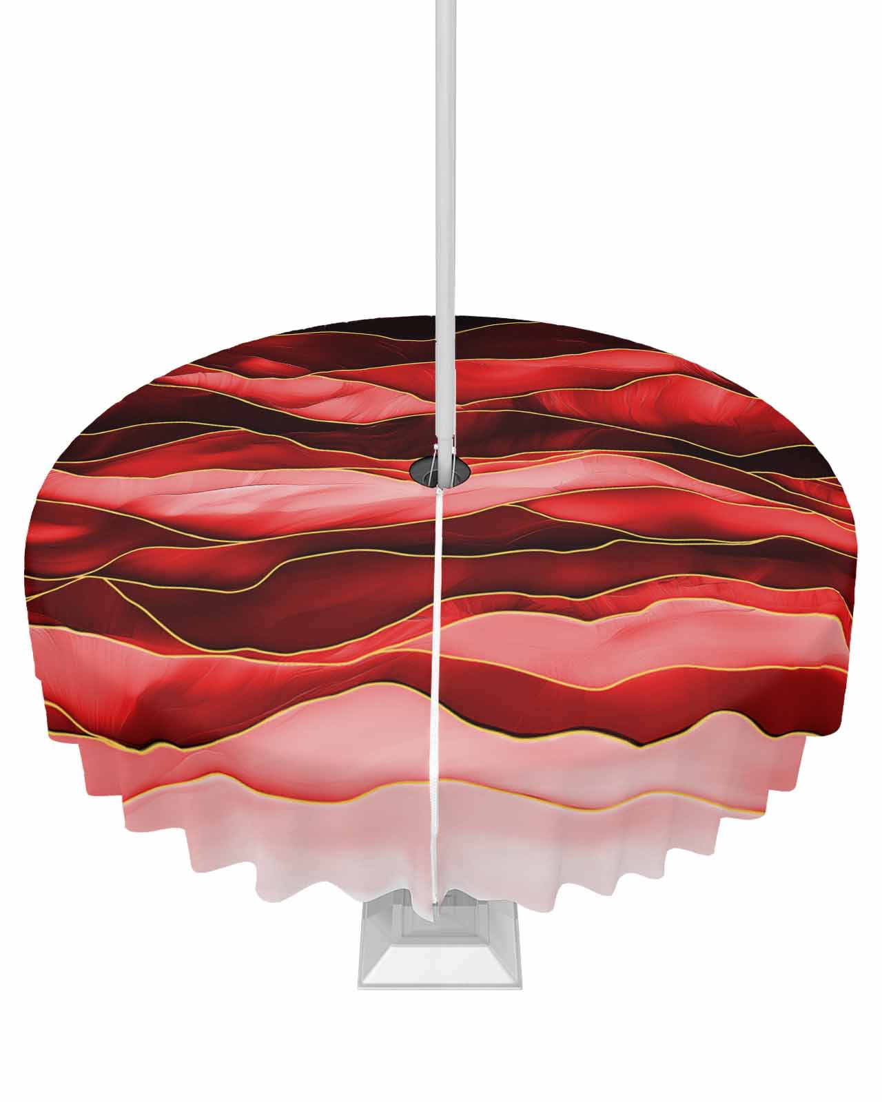 nqOlkjepod Red Marble Outdoor Tablecloth with Umbrella Hole & Zipper ...