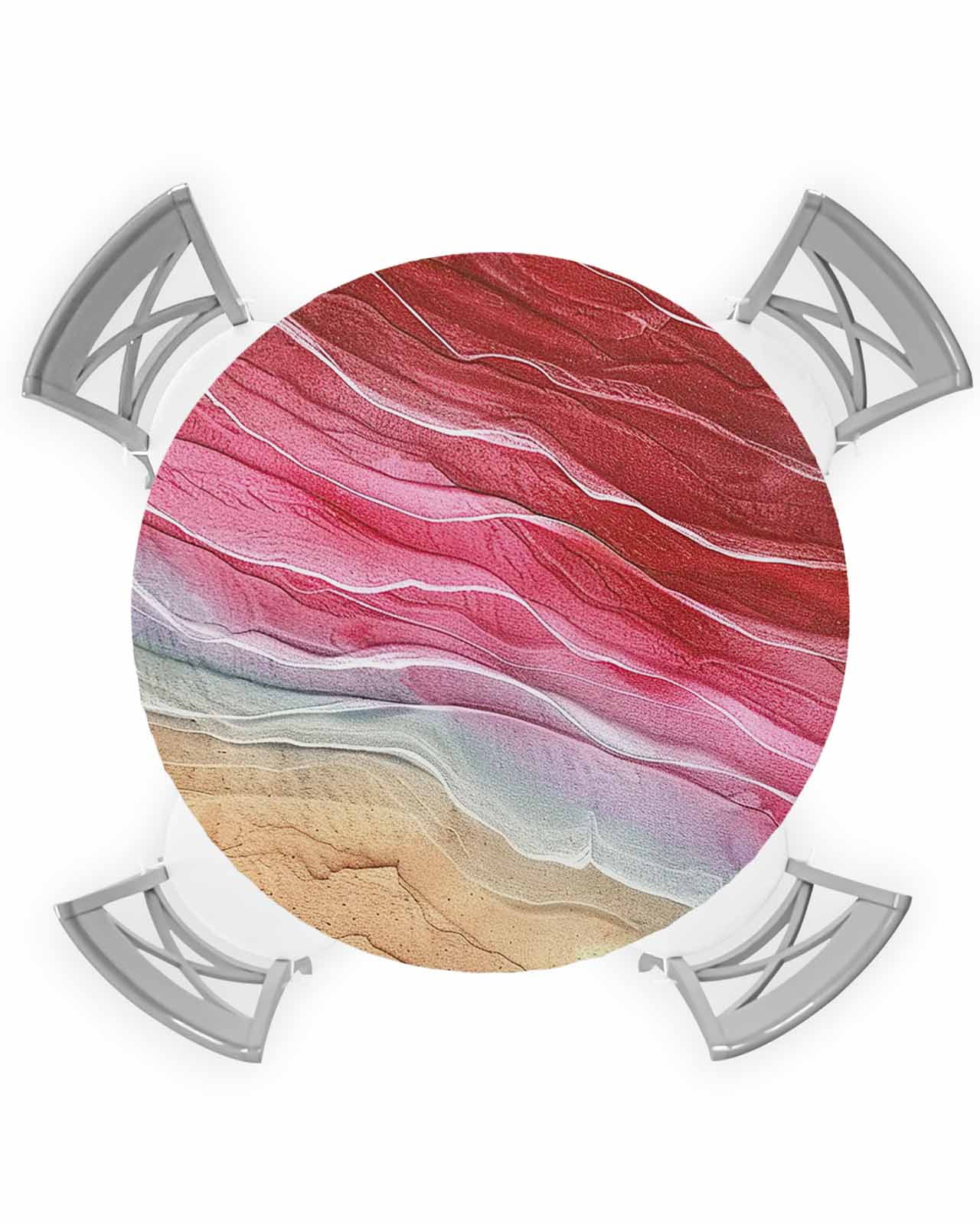 nqOlkjepod Red Ombre Coastal Round Tablecloth, Fitted Table Cover with ...