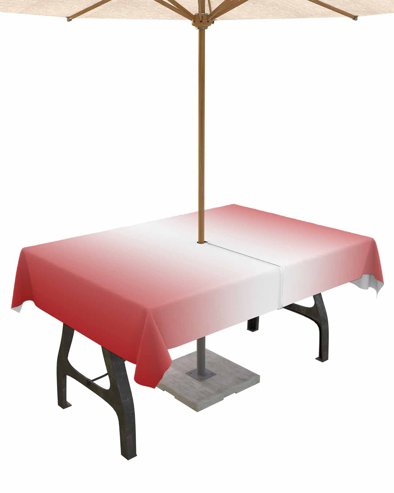 nqOlkjepod Red Ombre Outdoor Tablecloth with Umbrella Hole & Zipper ...